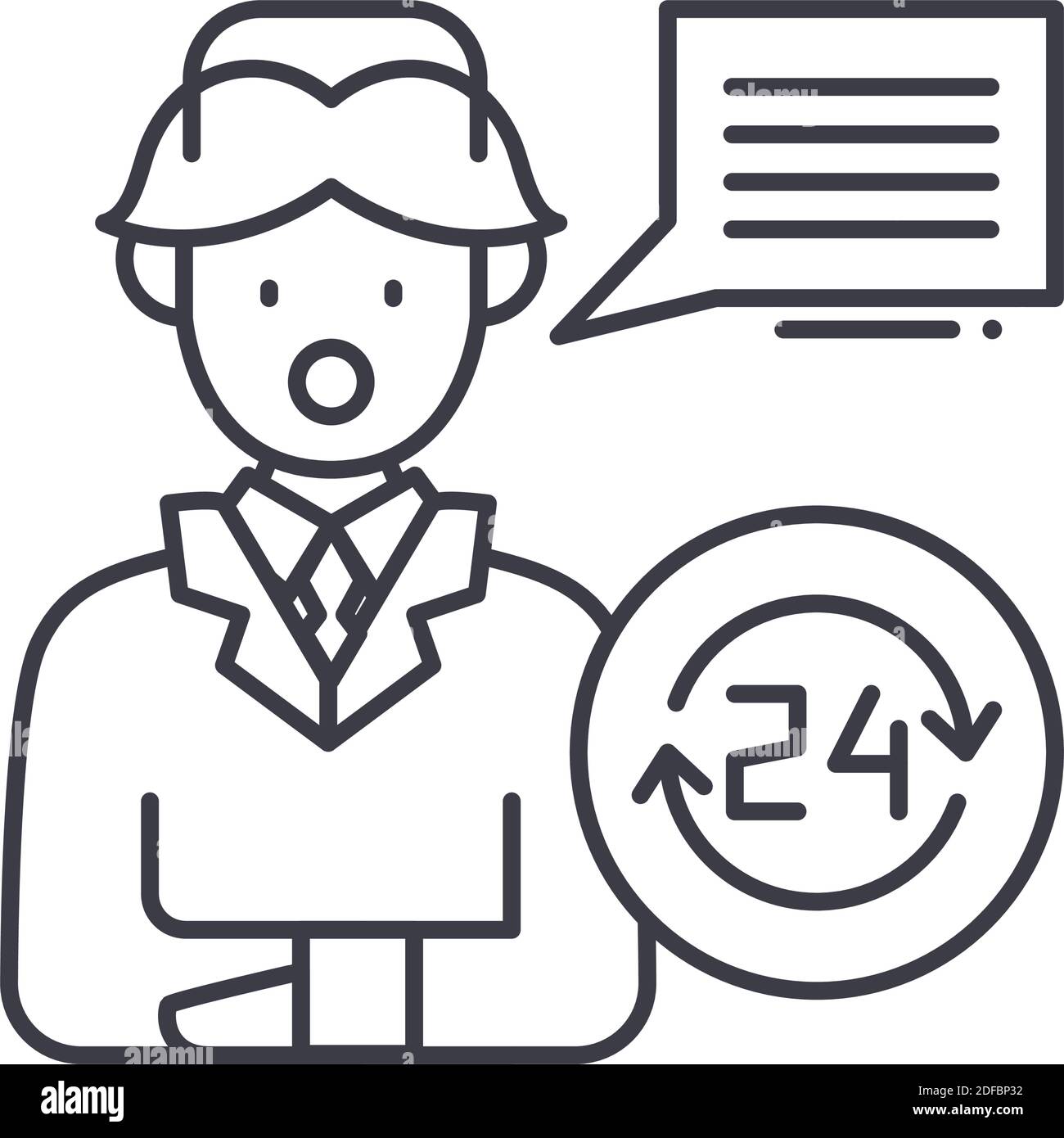 News Reporter Symbol, lineare isolierte Illustration, dünne Linie ...