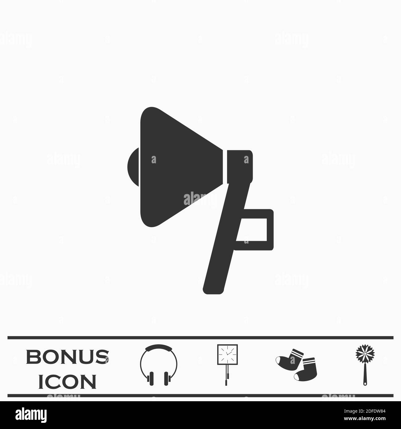 Megaphon Symbol flach. Schwarzes Piktogramm auf weißem Hintergrund ...