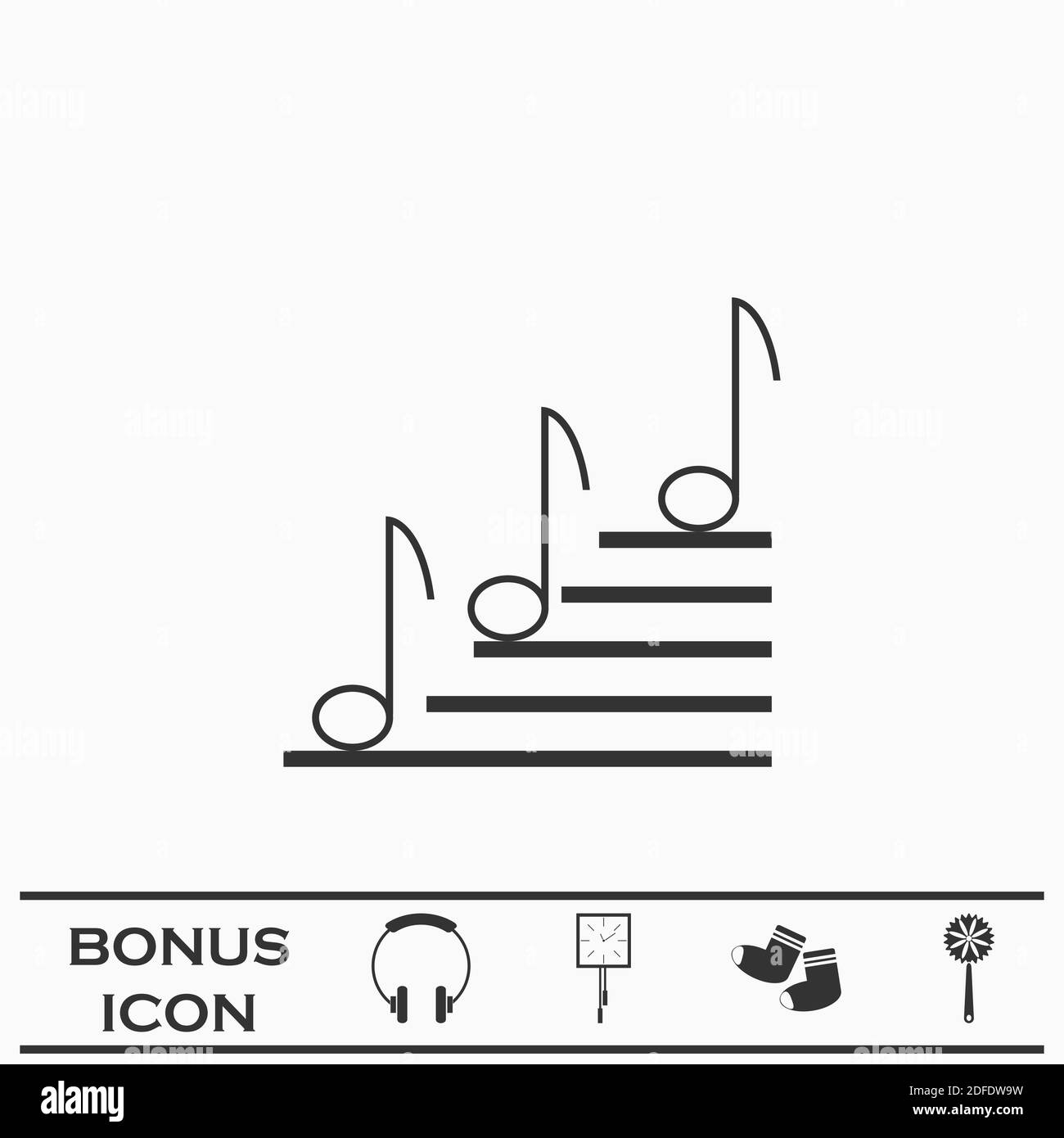 Symbol für Musiknoten flach. Schwarzes Piktogramm auf weißem ...