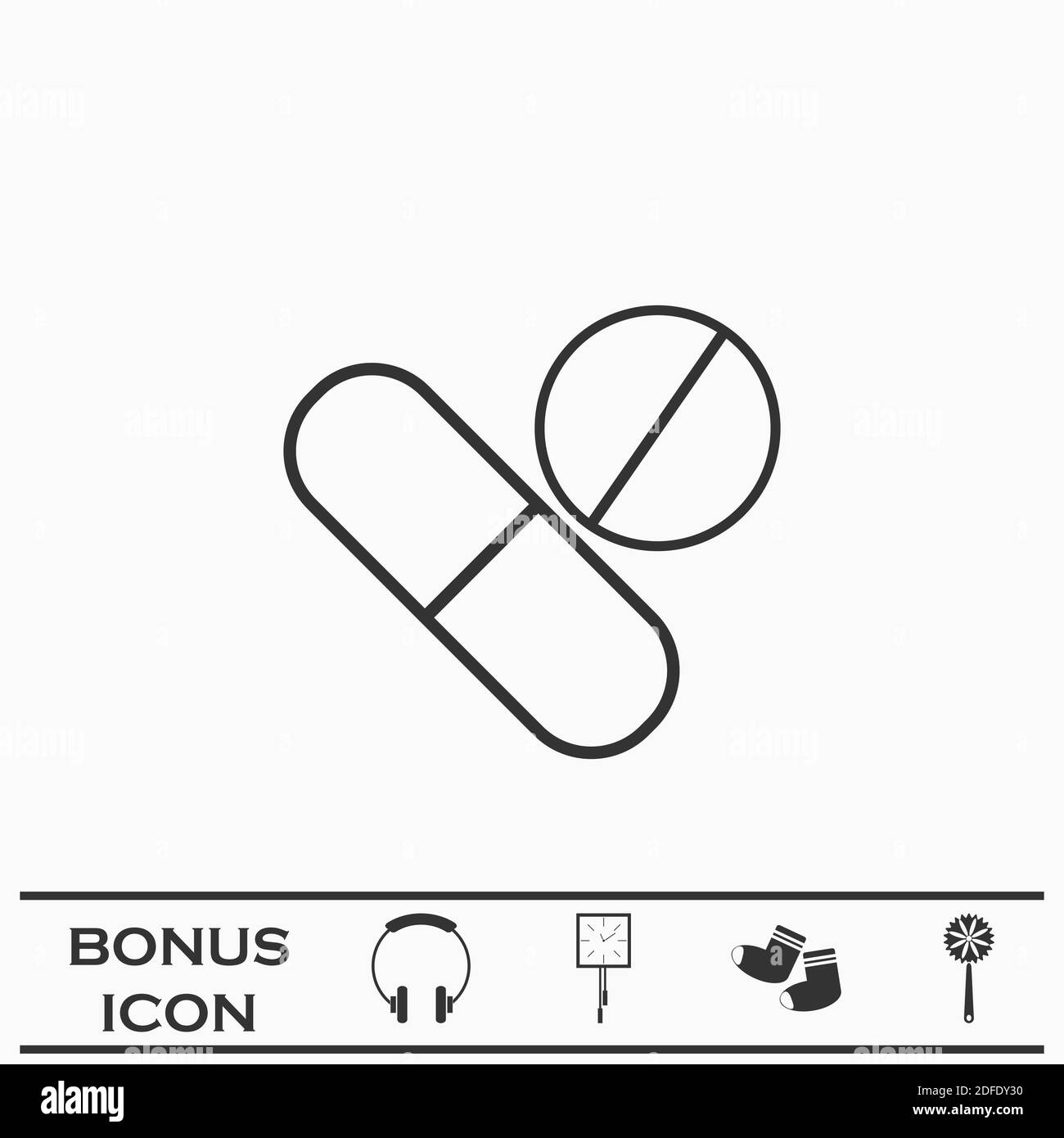 Pillen Symbol flach. Schwarzes Piktogramm auf weißem Hintergrund ...
