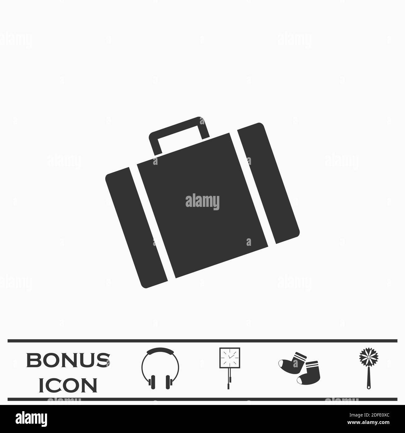 Koffer Symbol flach. Schwarzes Piktogramm auf weißem Hintergrund ...