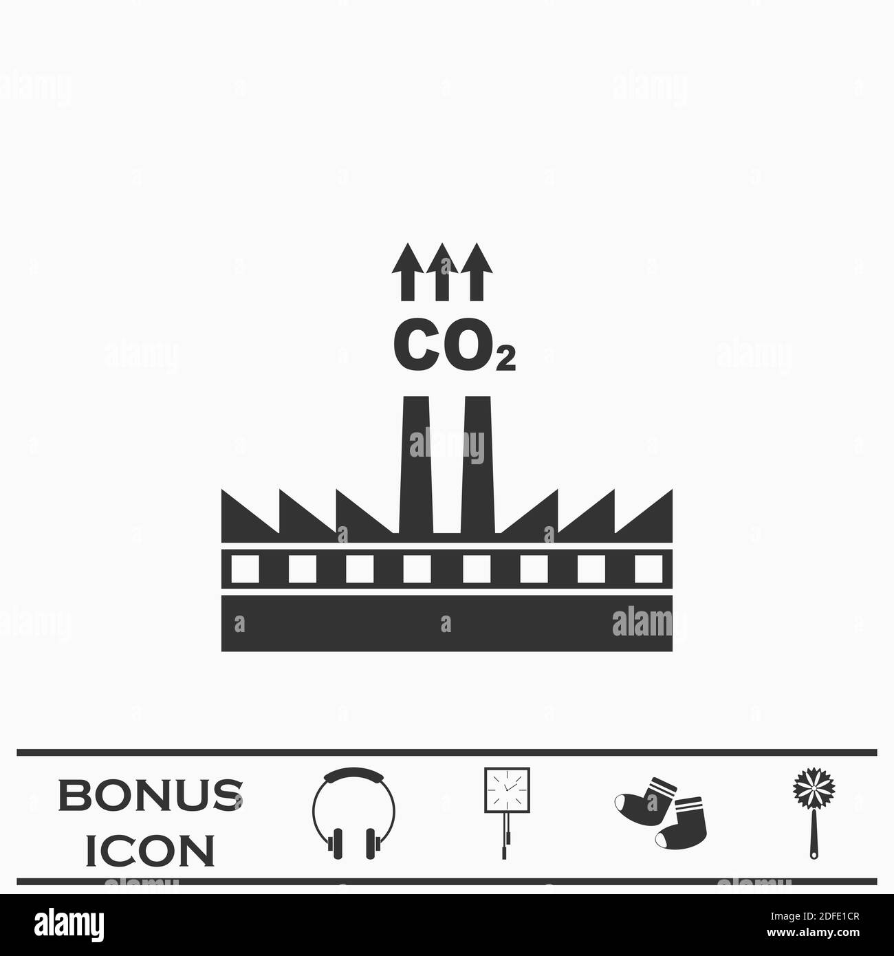 Fabrik mit Schornstein verschmutzt CO2 Wolke Rauch Symbol flach ...