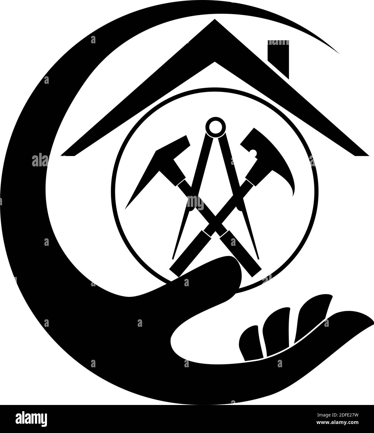 Dachdecker Logo, Werkzeug, Dach, Dachdecker, Logo Stock-Vektorgrafik ...