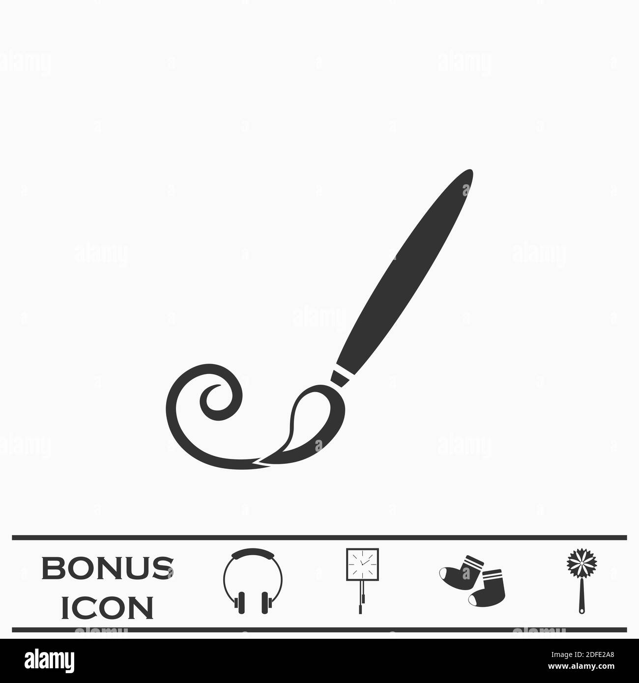 Pinsel-Symbol flach. Schwarzes Piktogramm auf weißem Hintergrund ...