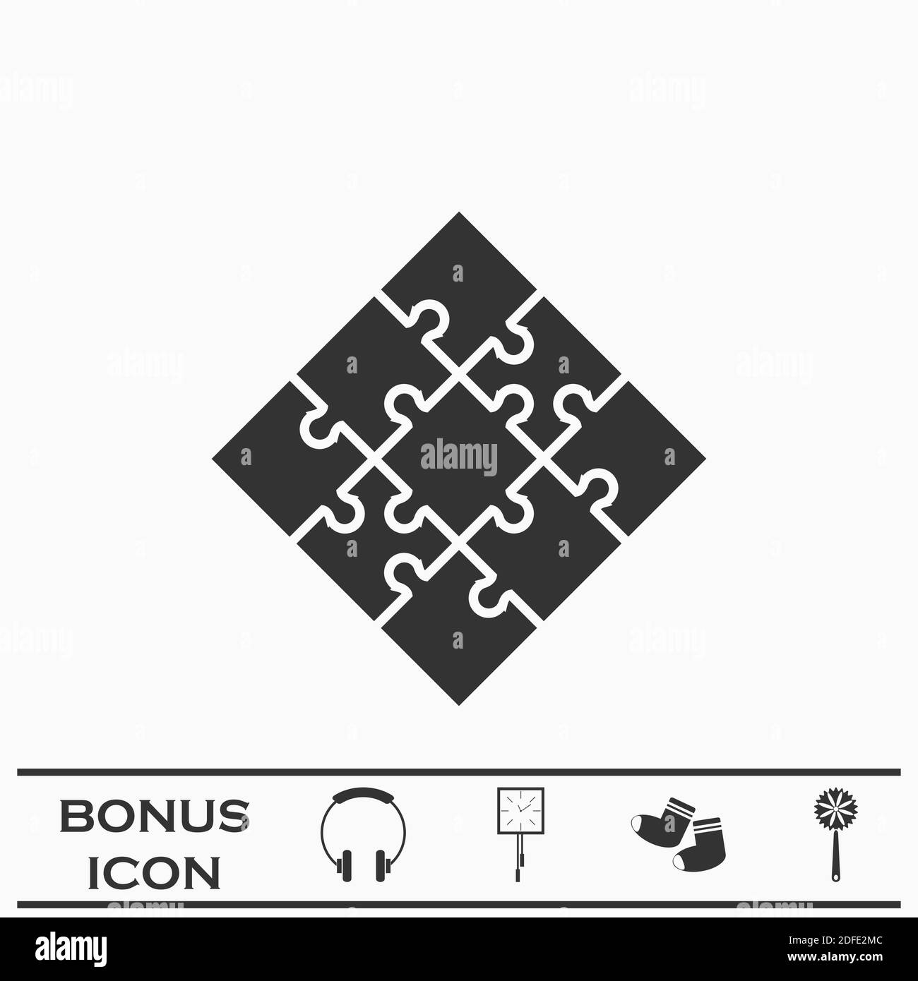 Puzzle Symbol flach. Schwarzes Piktogramm auf weißem Hintergrund ...