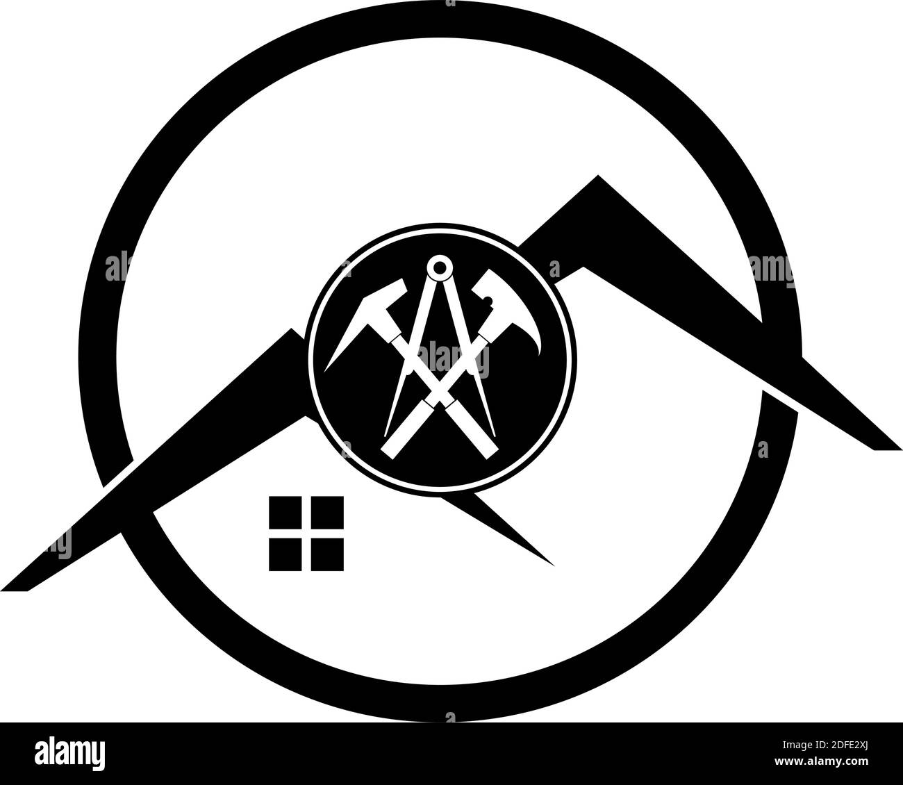 Dachdecker Logo, Werkzeug, Dach, Dachdecker, Logo Stock-Vektorgrafik ...