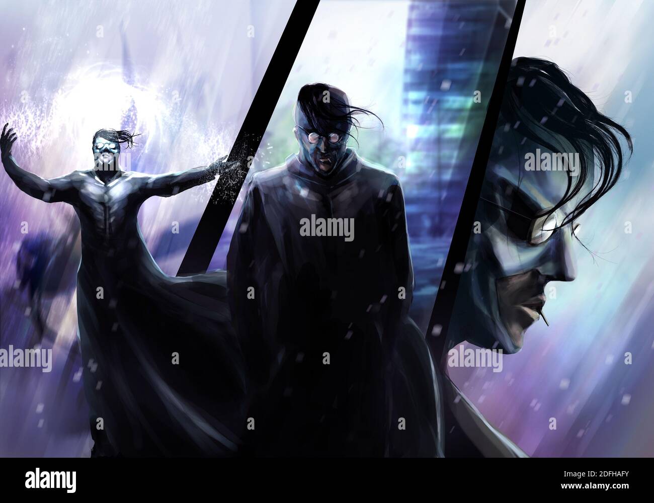 Comic-Charakter in Brille Slider Illustration Stockfotografie - Alamy