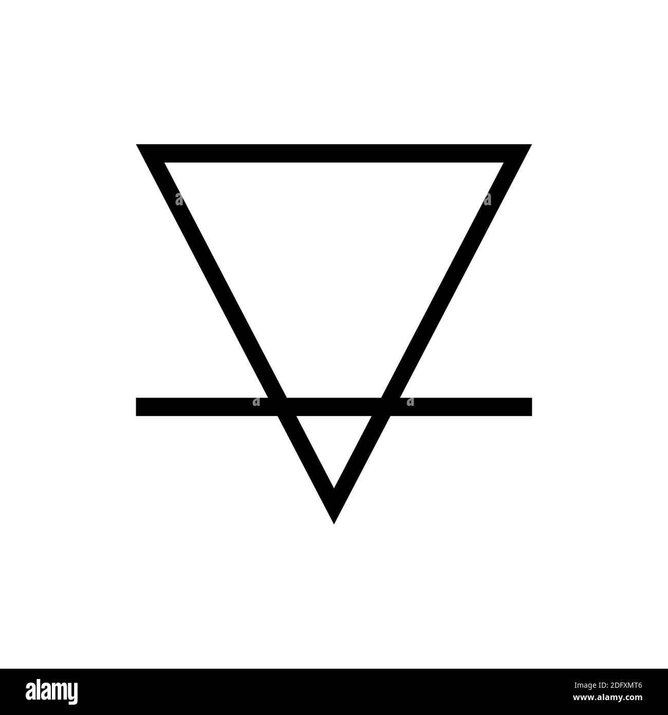 Das Symbol der Erde, eines der Symbole der Alchemie. Schwarz-weißes ...