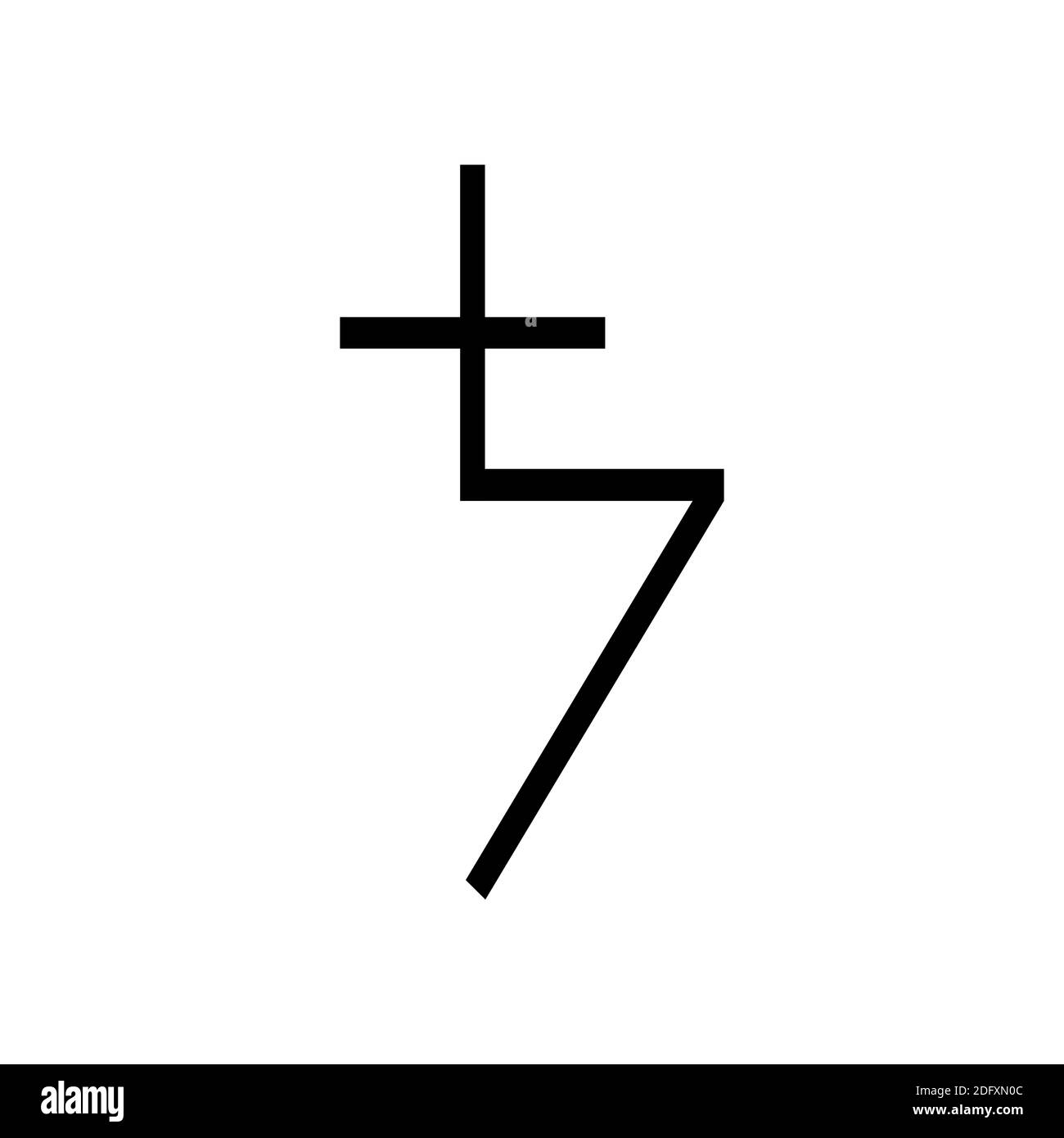 Das Symbol des saturn, eines der Symbole der Alchemie. Schwarz-weißes ...