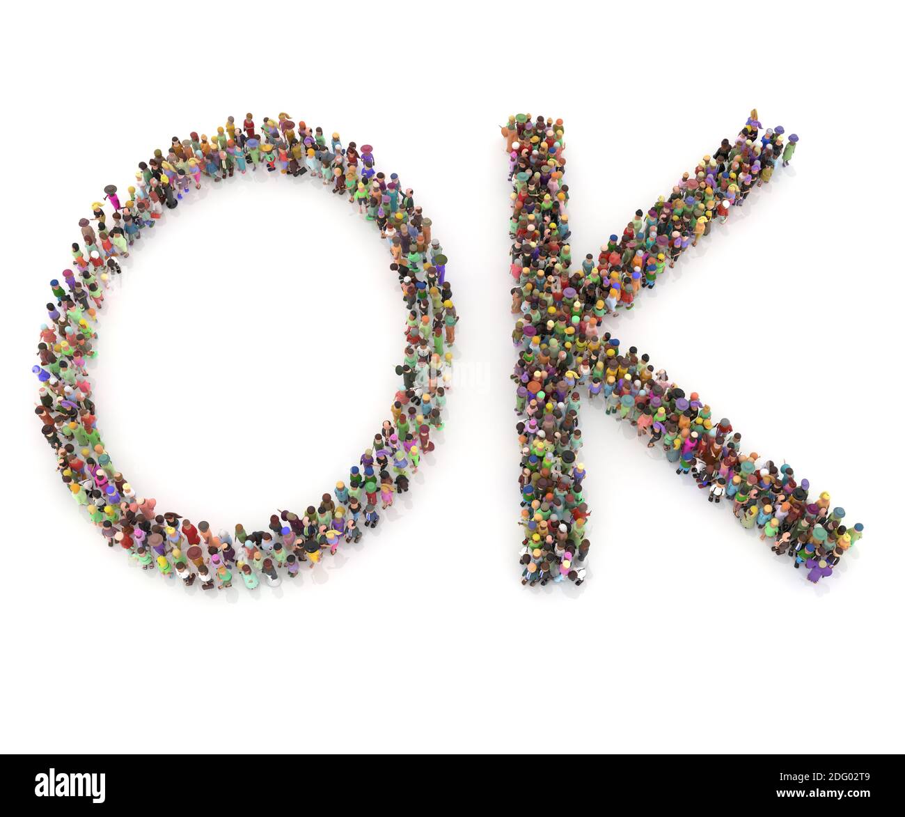 Große Menge von Menschen okay Zeichen 3d-Rendering. Perfekt ok Hand ...