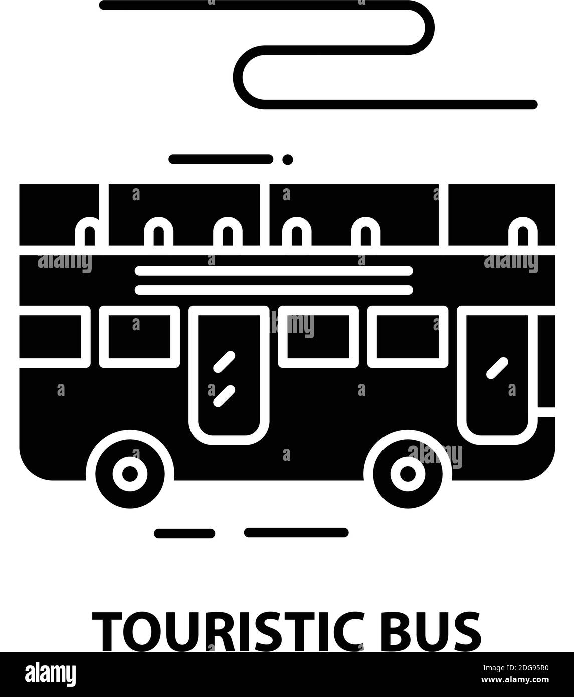 Touristische Bus-Symbol, schwarzes Vektor-Zeichen mit editierbaren Striche, Konzept Symbol ...