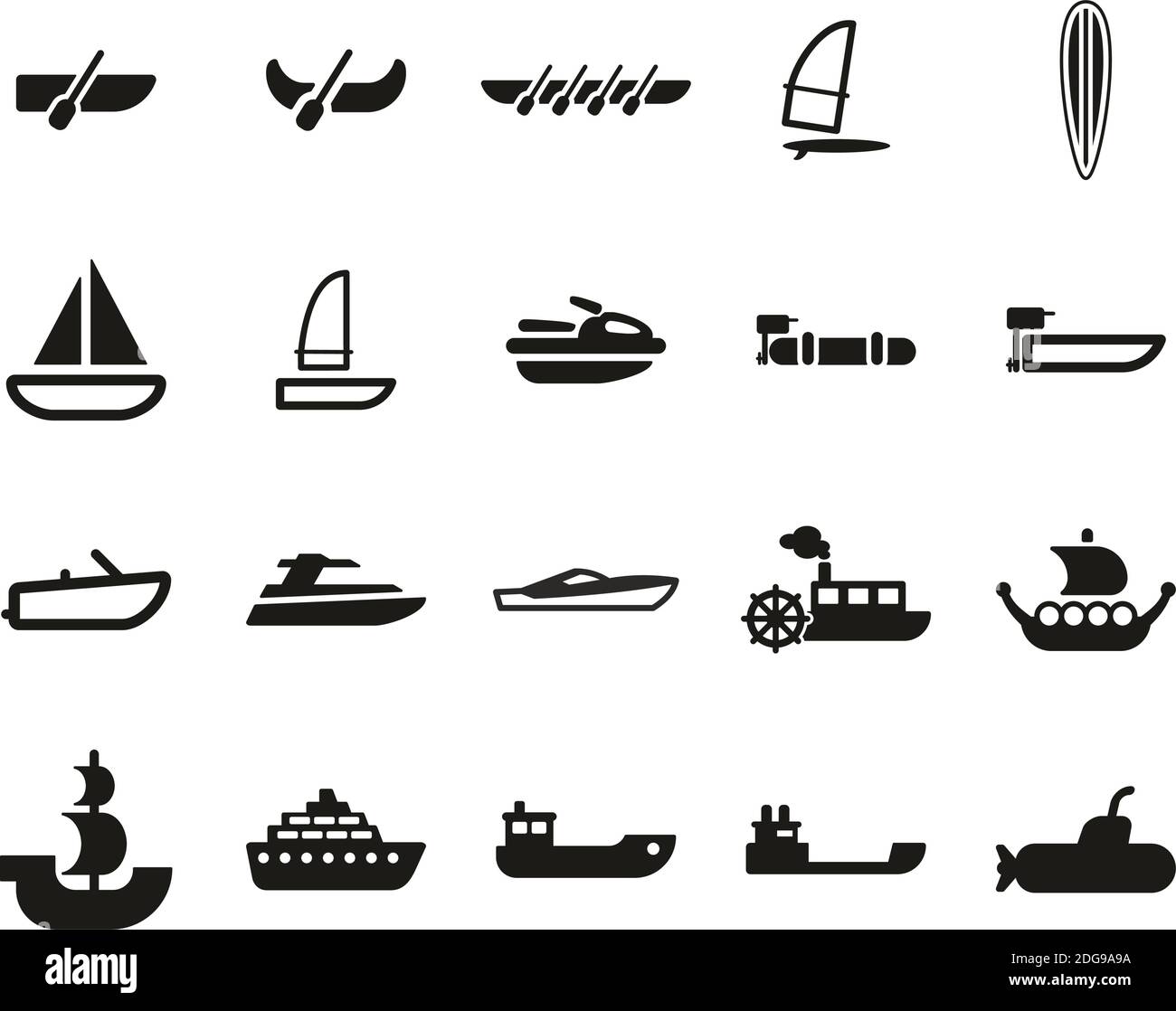 Boot Oder Schiff Icons Black & White Set Big Stock-Vektorgrafik - Alamy