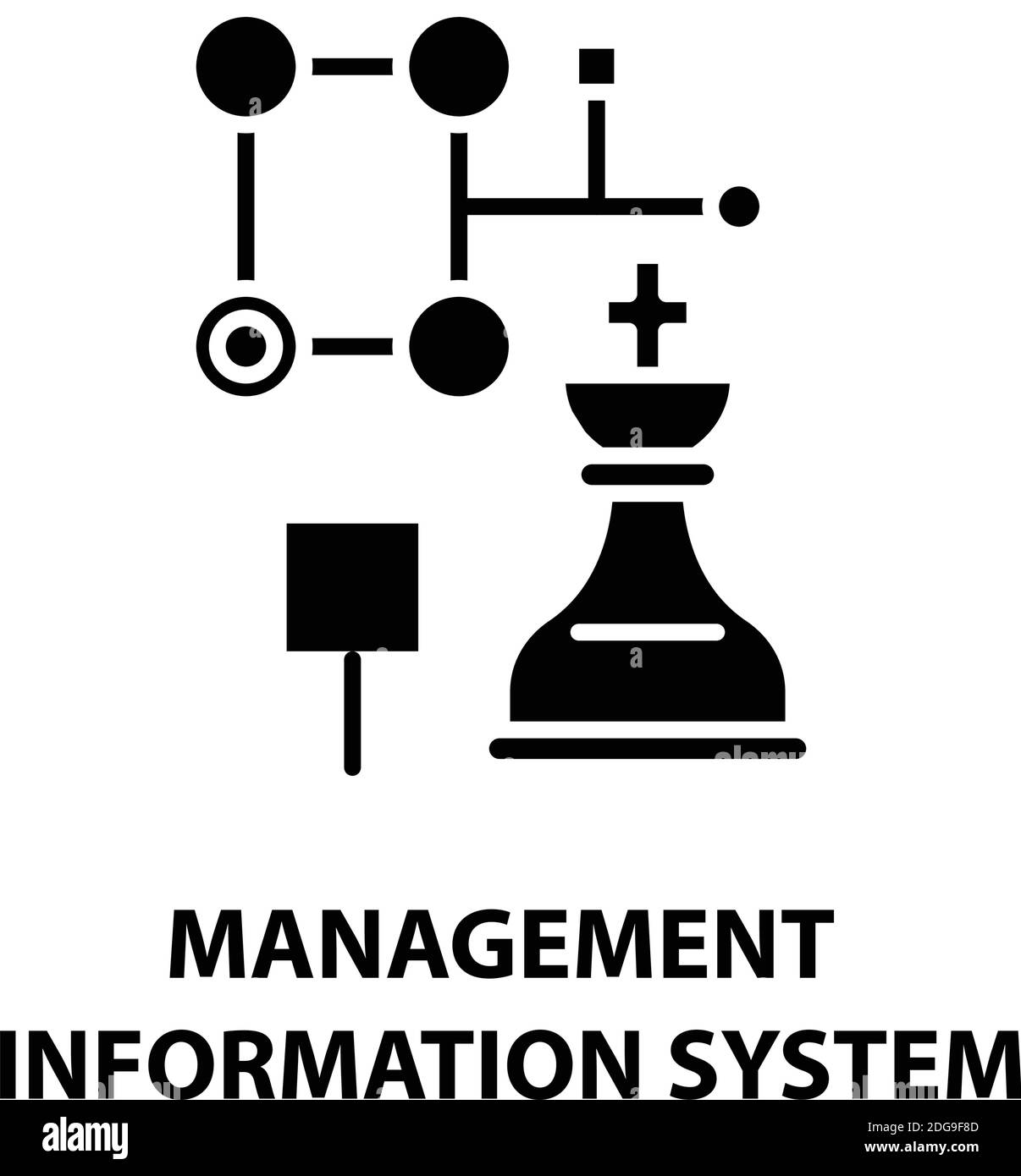 Symbol für das Management-Informationssystem, schwarzes Vektorzeichen ...