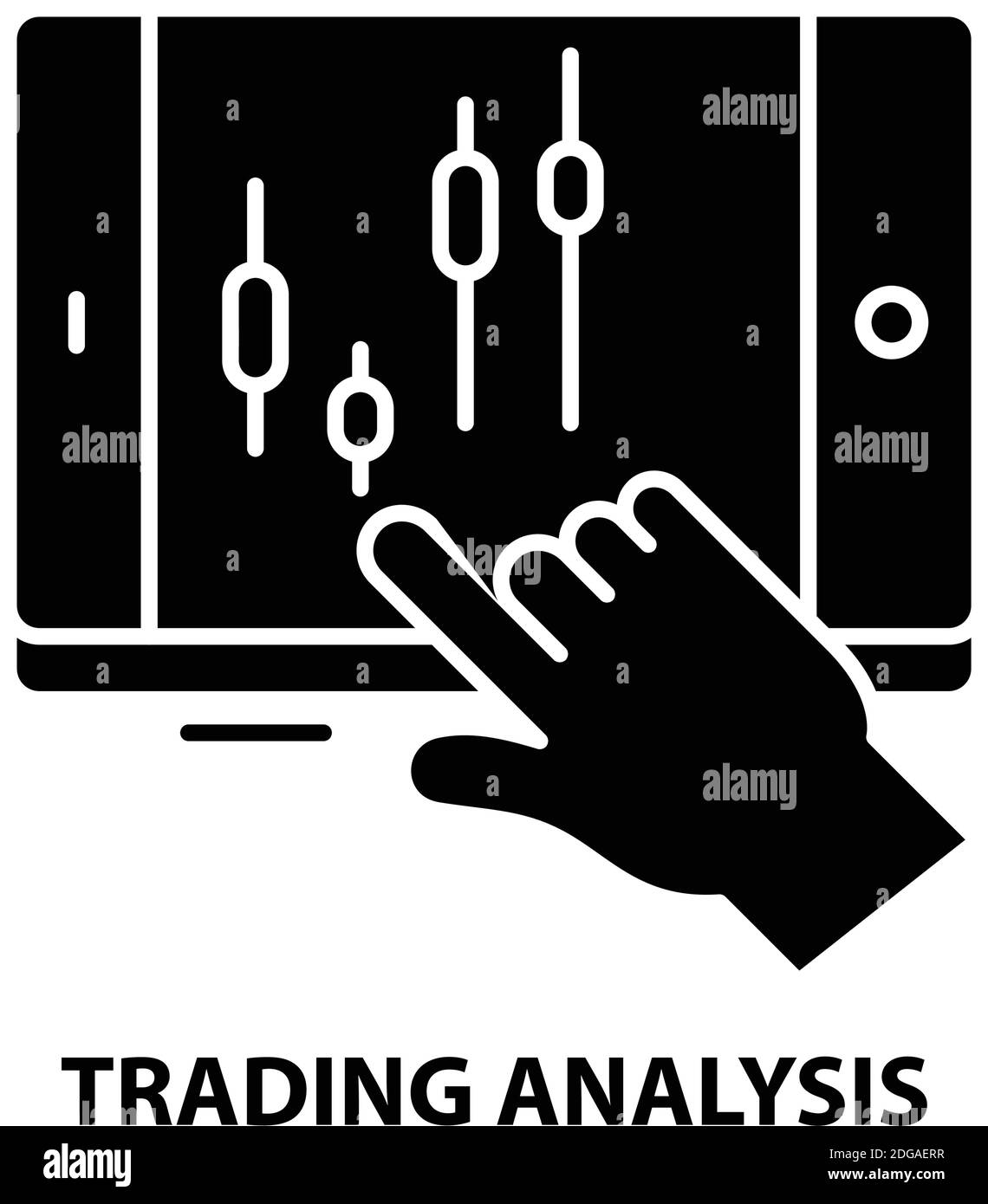 Trading-Analyse-Symbol, schwarzes Vektorzeichen mit editierbaren Striche, Konzept Symbol ...