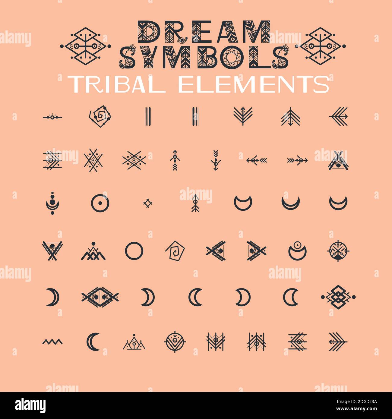 Tribal Alphabet und Ornamente. Buchstaben und Symbole im geometrischen ...