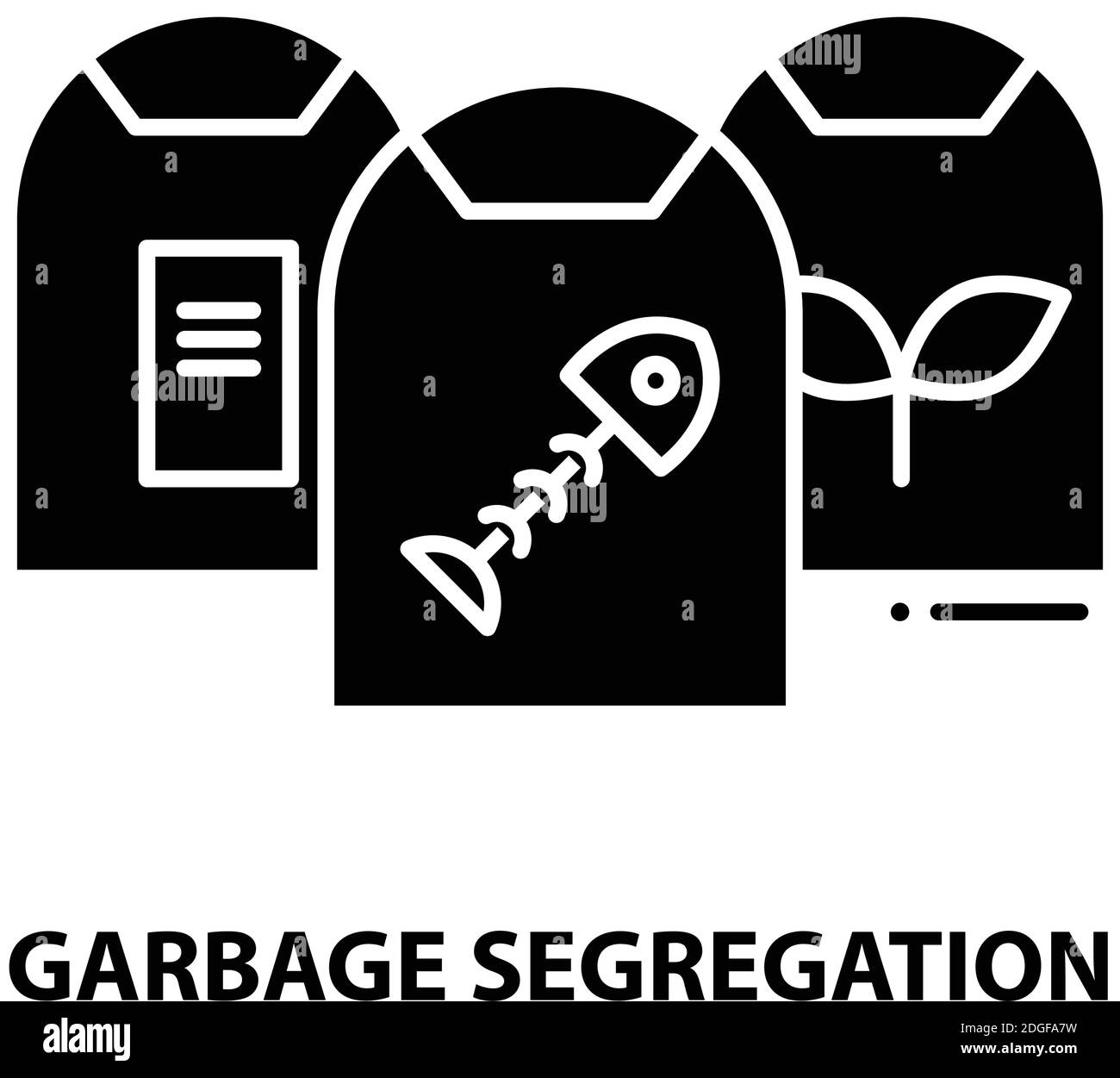 Garbage Segregation Icon, schwarzes Vektorzeichen mit editierbaren ...