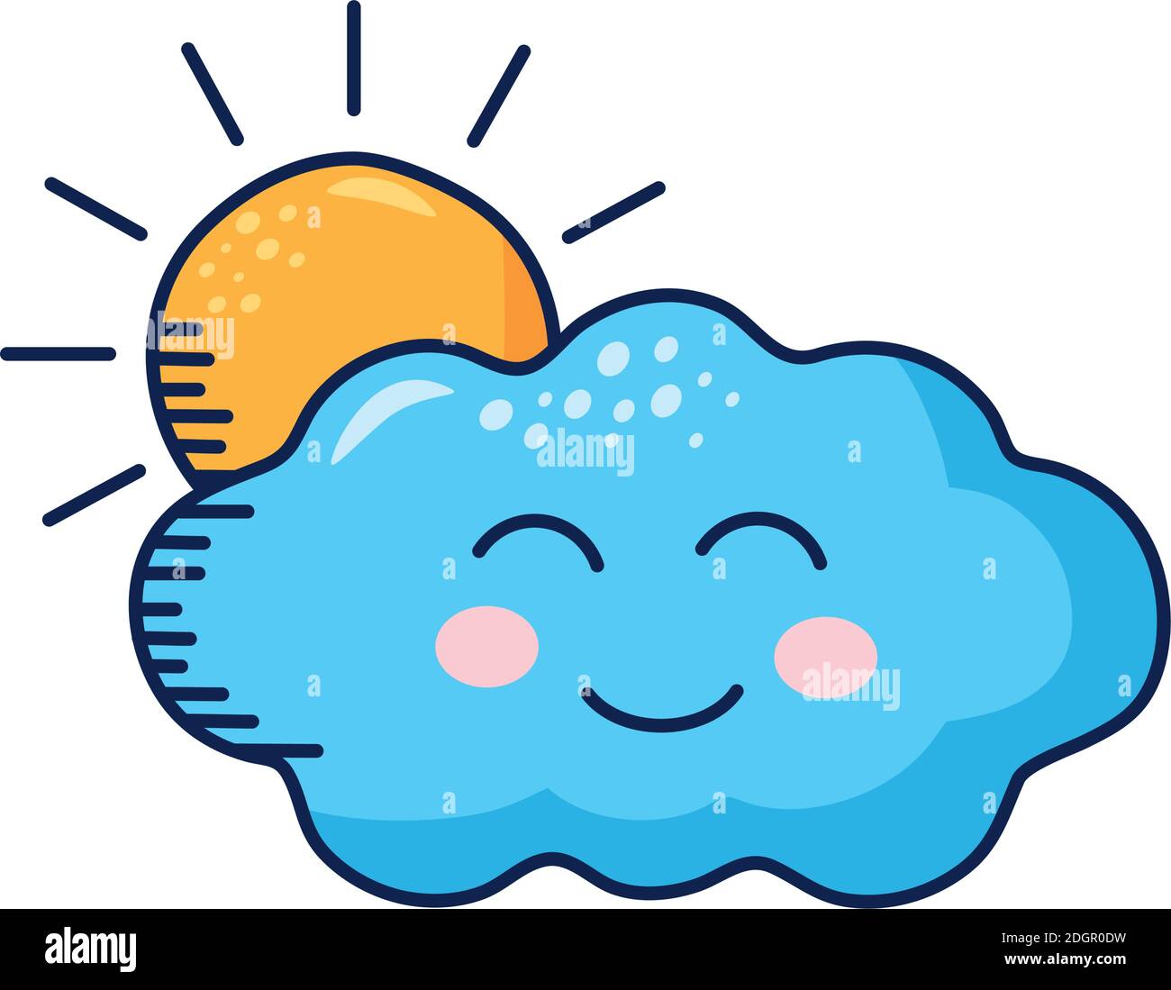 Wolke mit Sonne kawaii Wetter Comic Charakter Vektor Illustration ...
