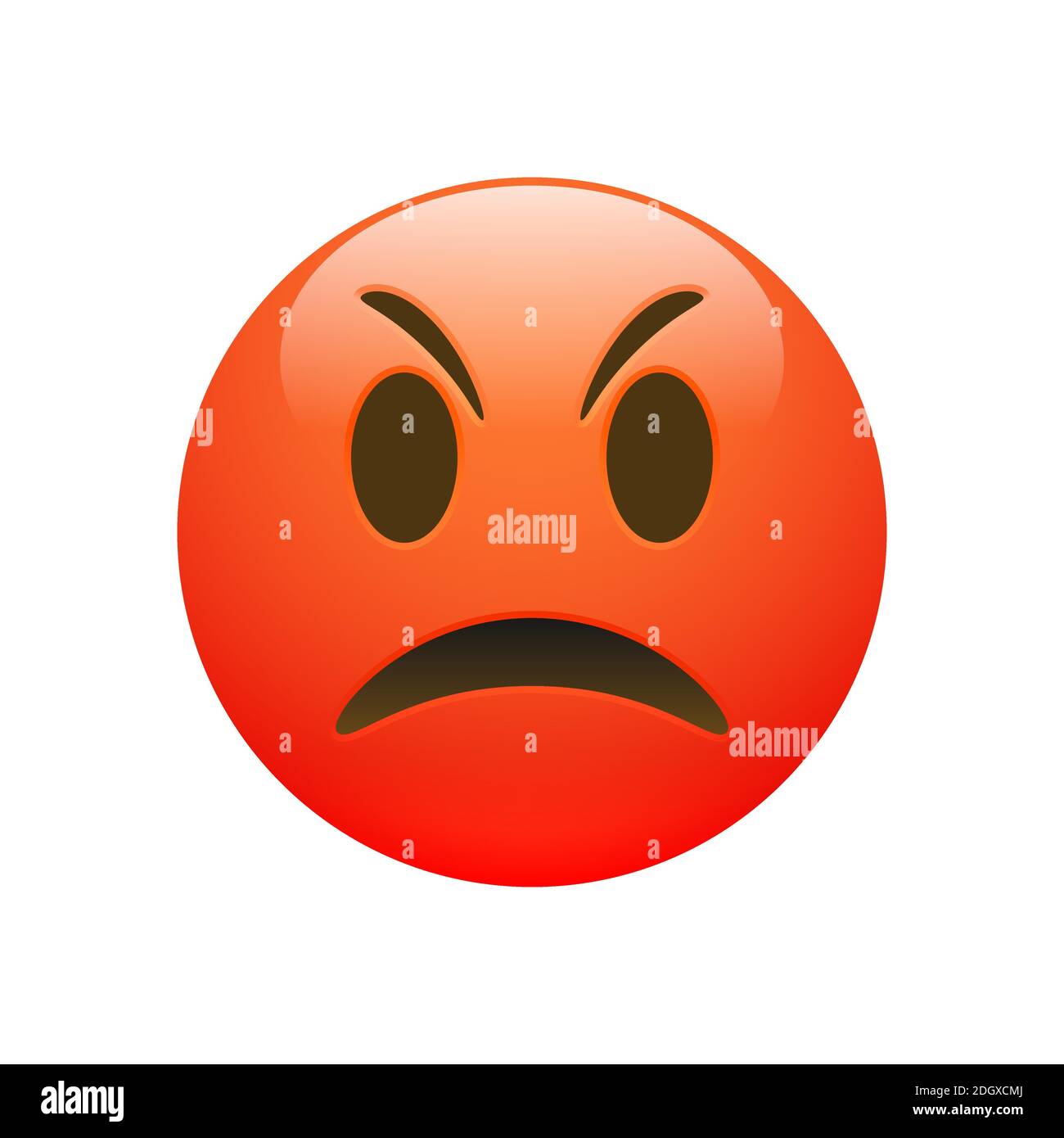 Vektor Emoji rot wütend traurig Gesicht mit Augen und Mund auf weißem ...