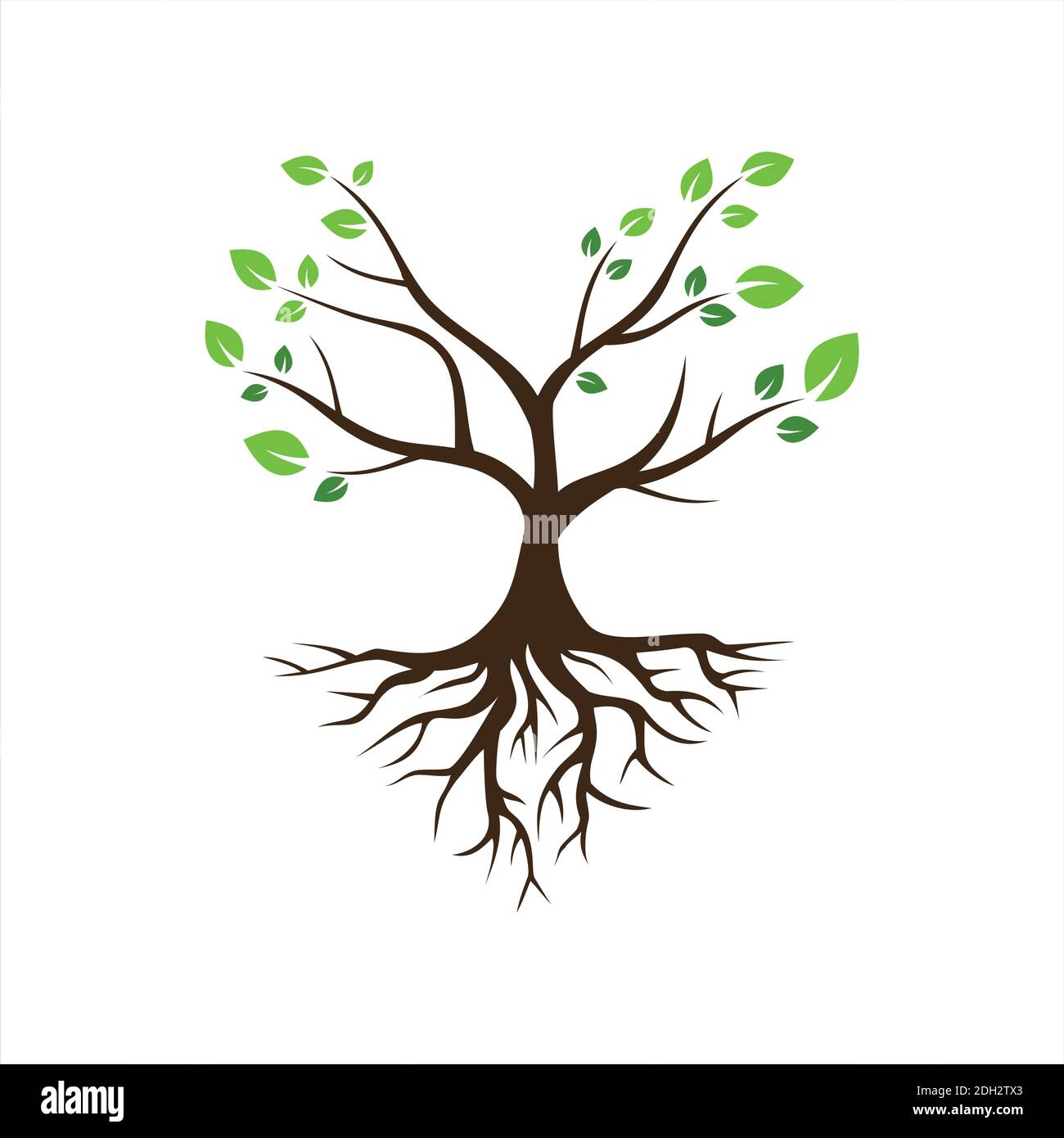 Baum mit Root-Symbol Logo Vektor flach Konzept Design Stock ...