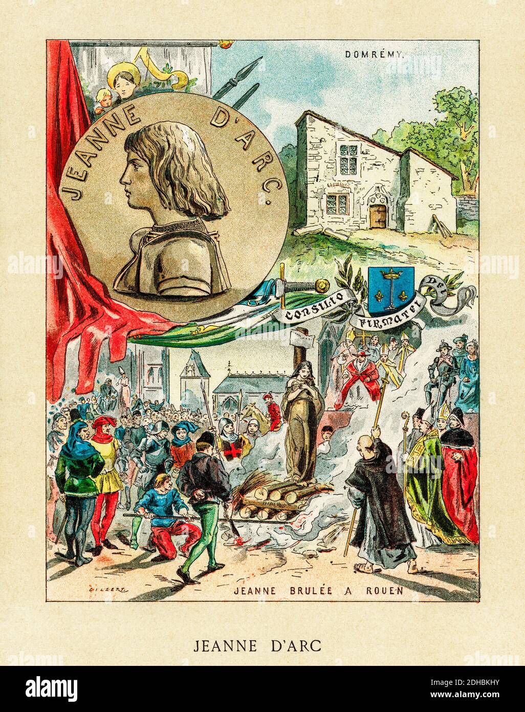 Altkolorit Lithographie Porträt von Jeanne d'Arc. Jeanne d'Arc (1412 ...