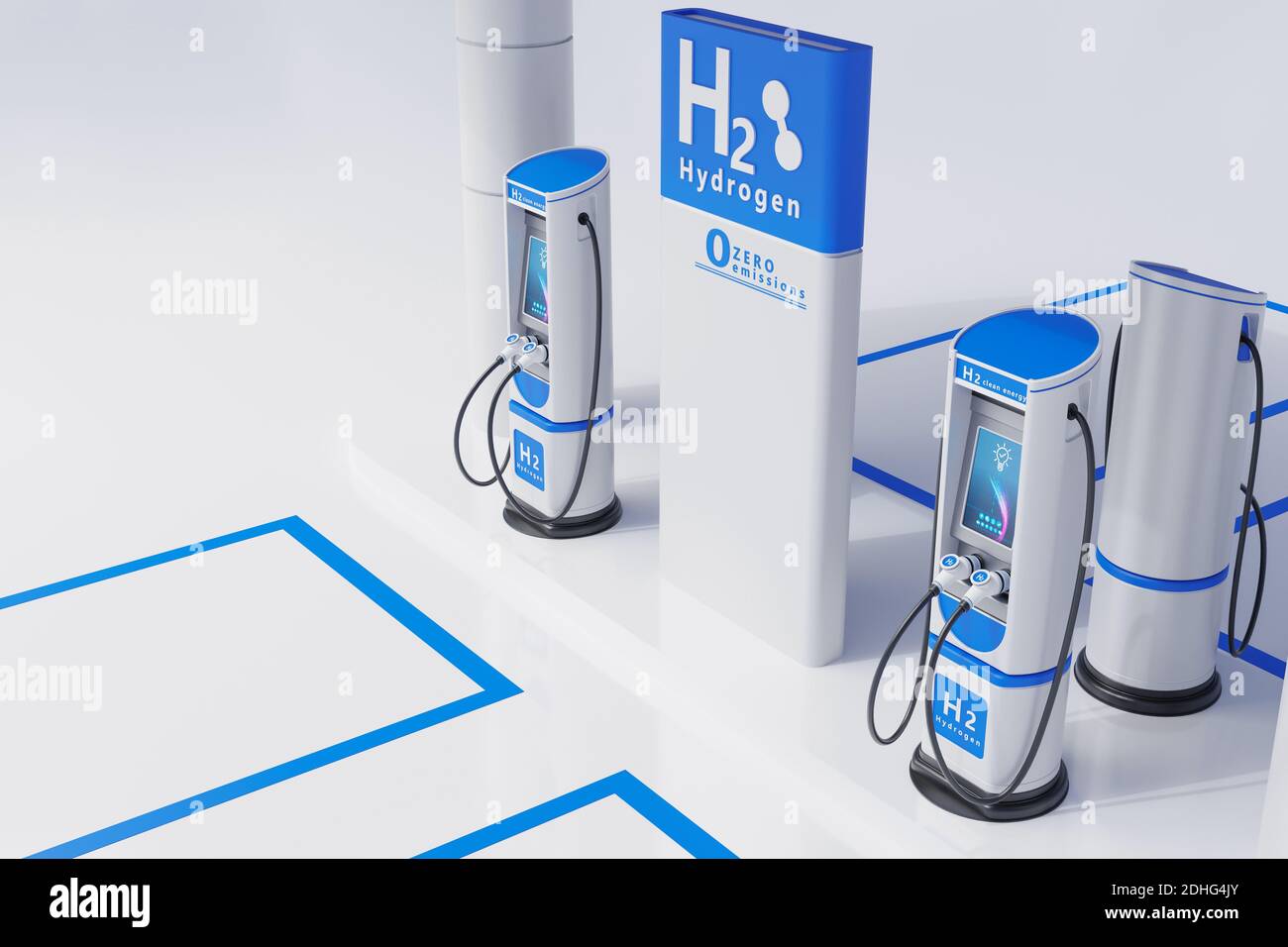 Wasserstoff Kraftstoff Auto Ladestation weiß Farbe visuelle Konzept ...
