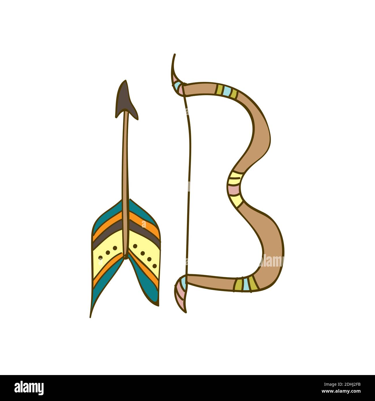 Niedliche Hand gezeichnet Vektor-Illustration, Pfeil und Bogen in ...