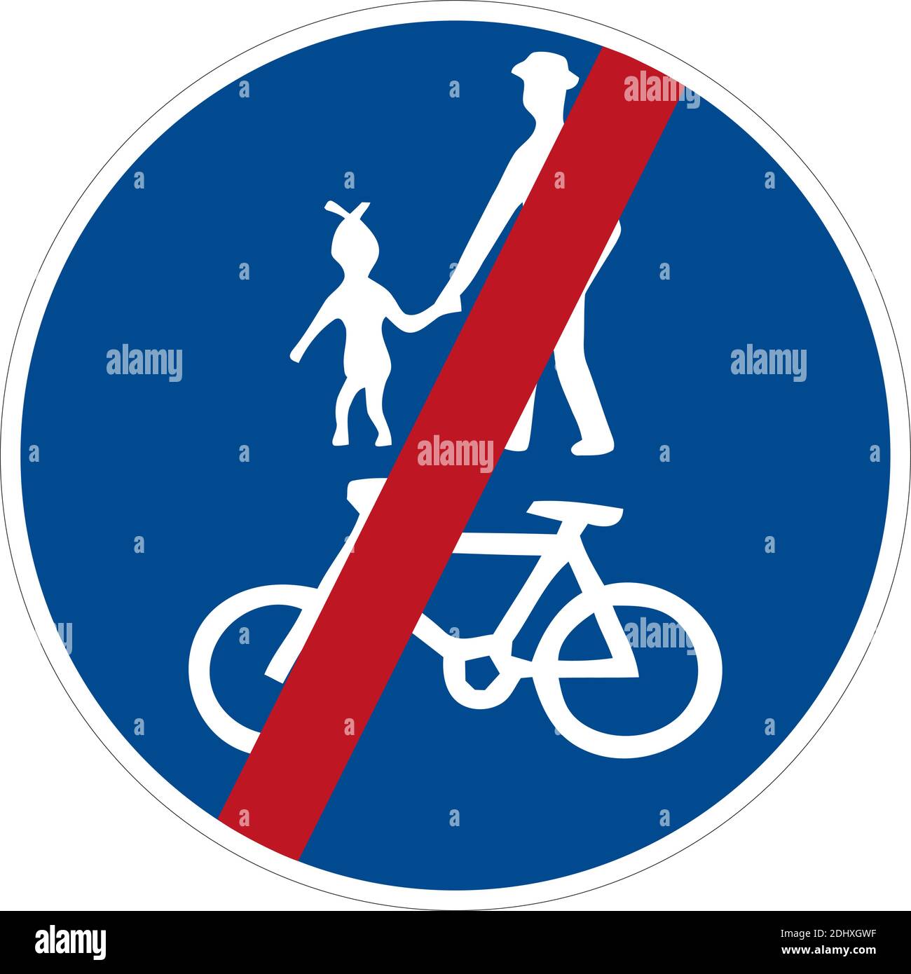 Schild, Fußgänger und Radfahrer, vector illustration symbol. Runde ...
