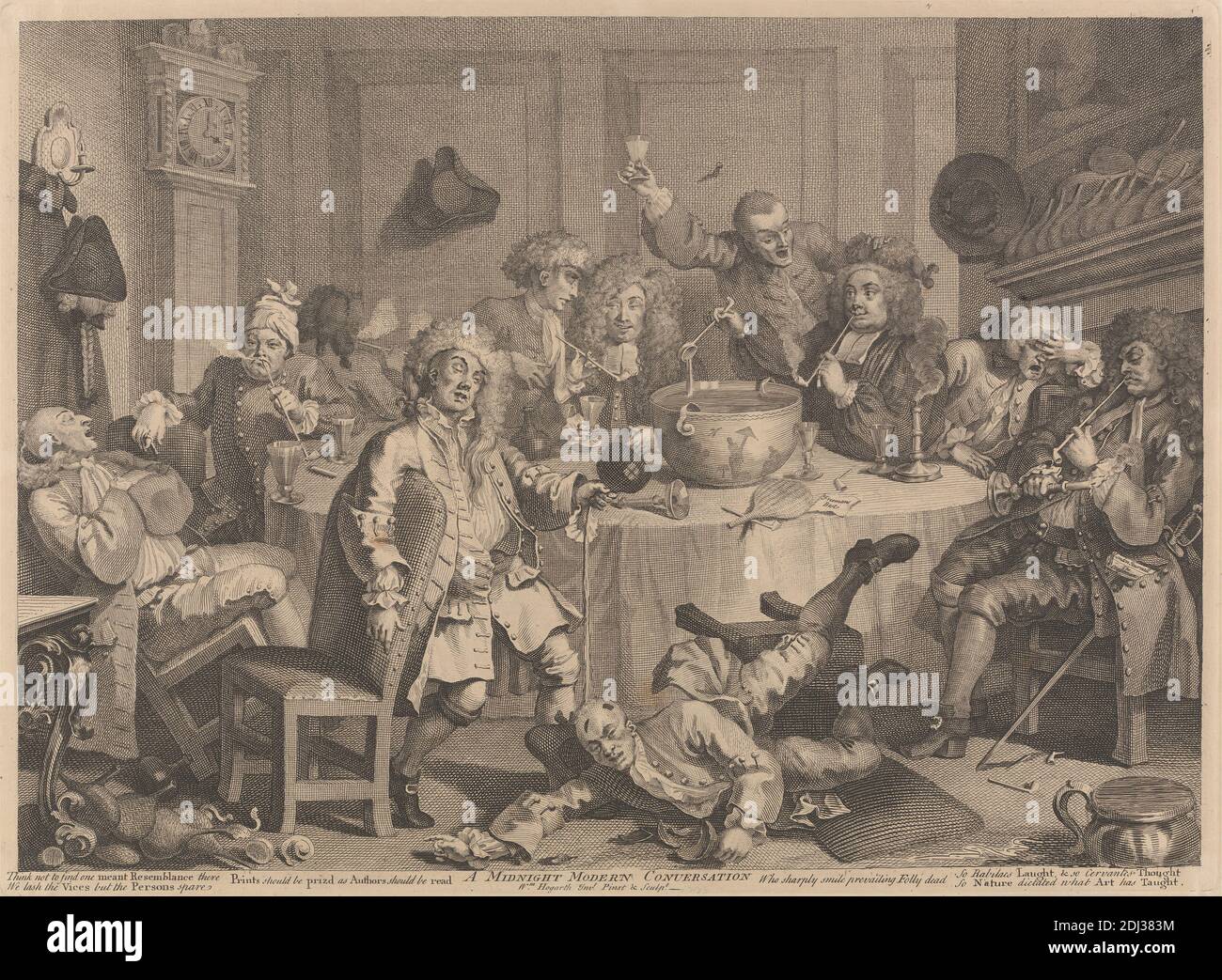 A Midnight Modern Conversation, Print made by William Hogarth, 1697 ...