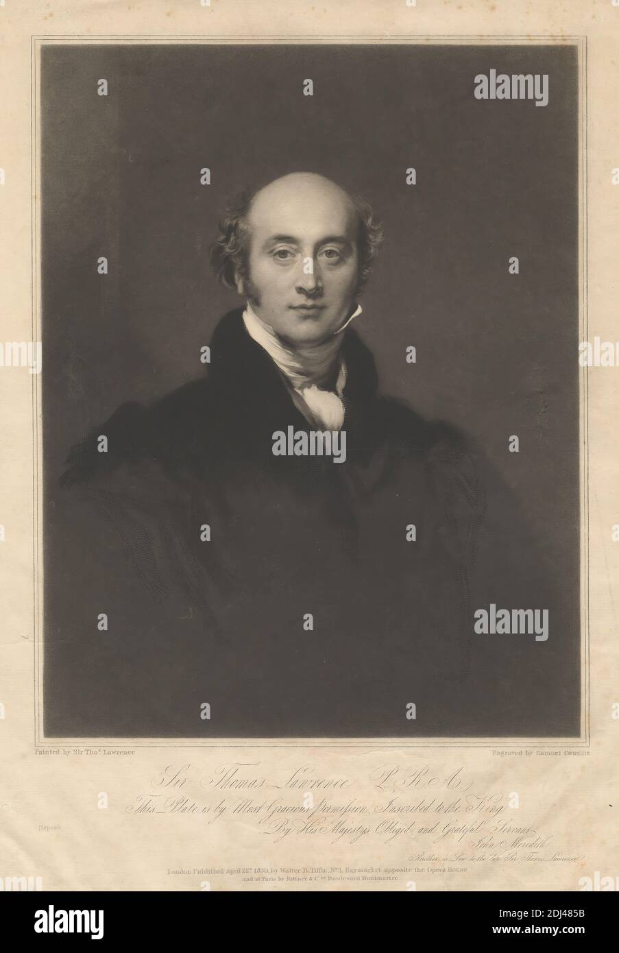 Sir Thomas Lawrence P. R. A., Print Made by Samuel Cousins, 1801–1887 ...