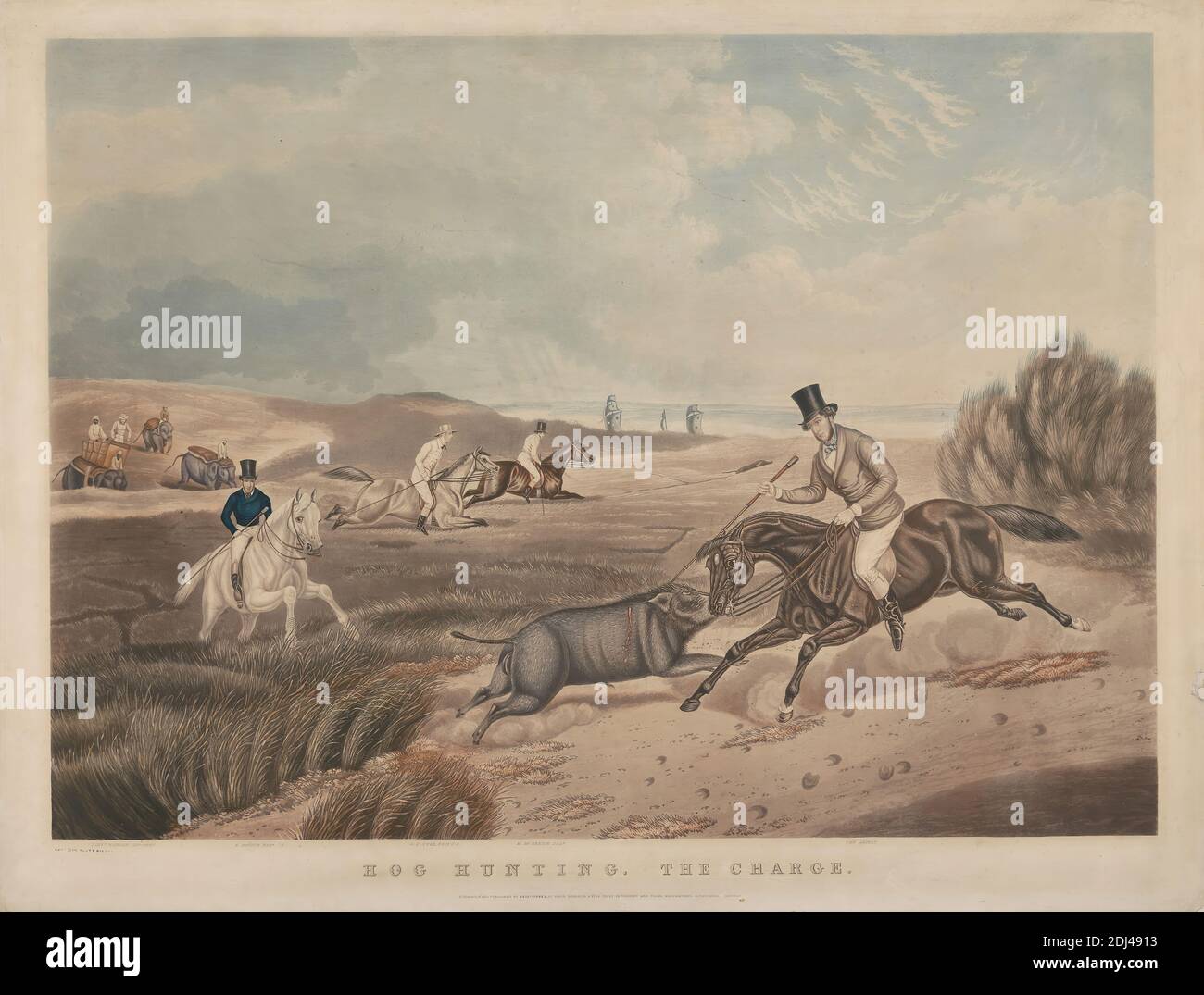 Hog Hunting: The Charge, S. W. Fores, 1785–1825, nach Capt. John Platt ...