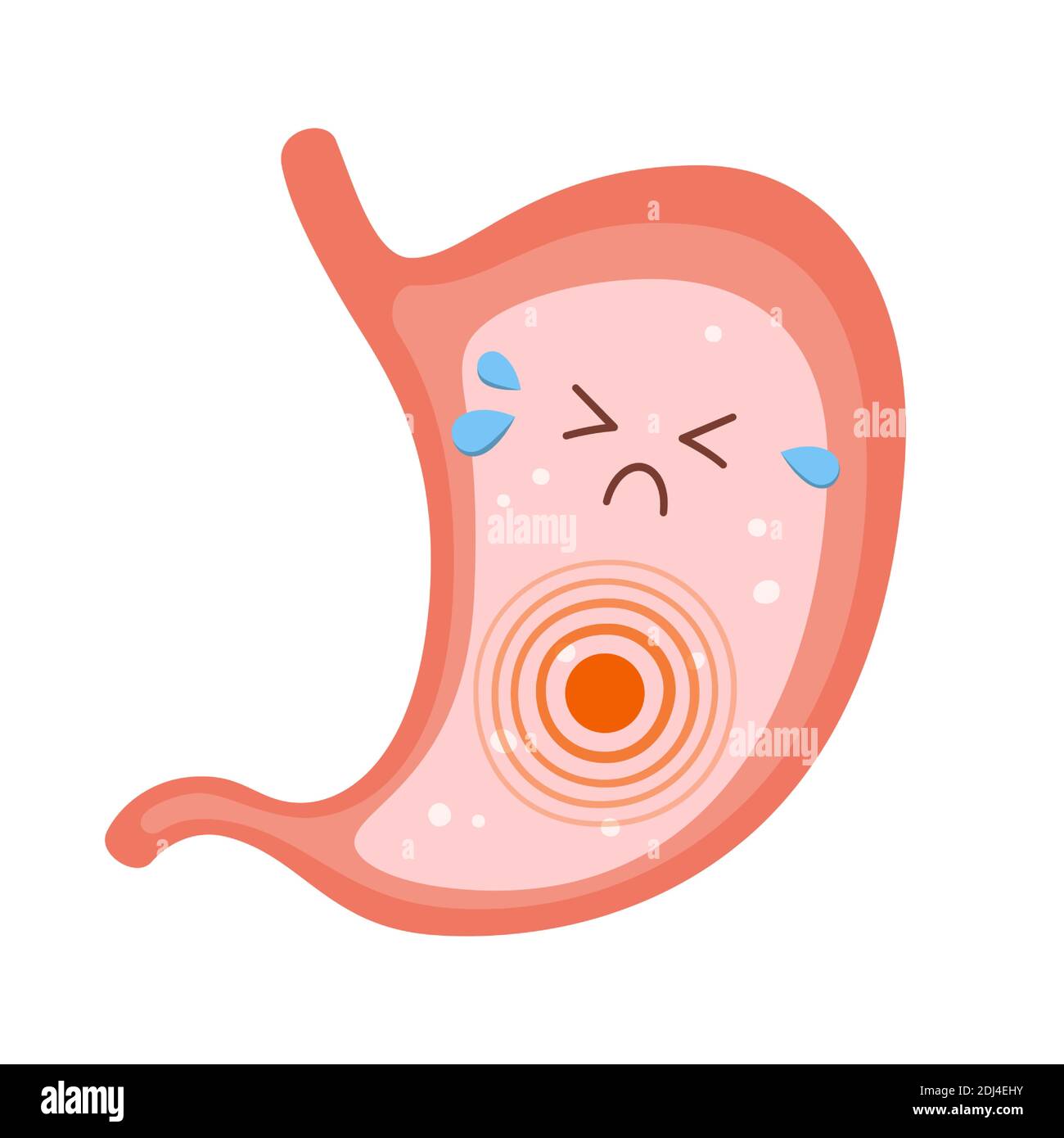 Menschlicher Magen traurigen Charakter. Gastritis, Verdauungsstörungen ...