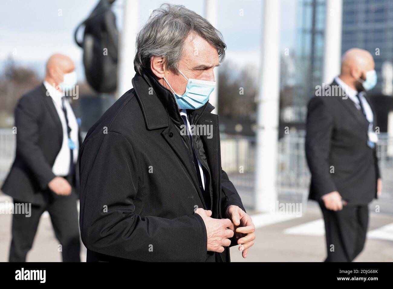 Der Präsident des Europäischen Parlaments, David Sassoli, kommt nach ...