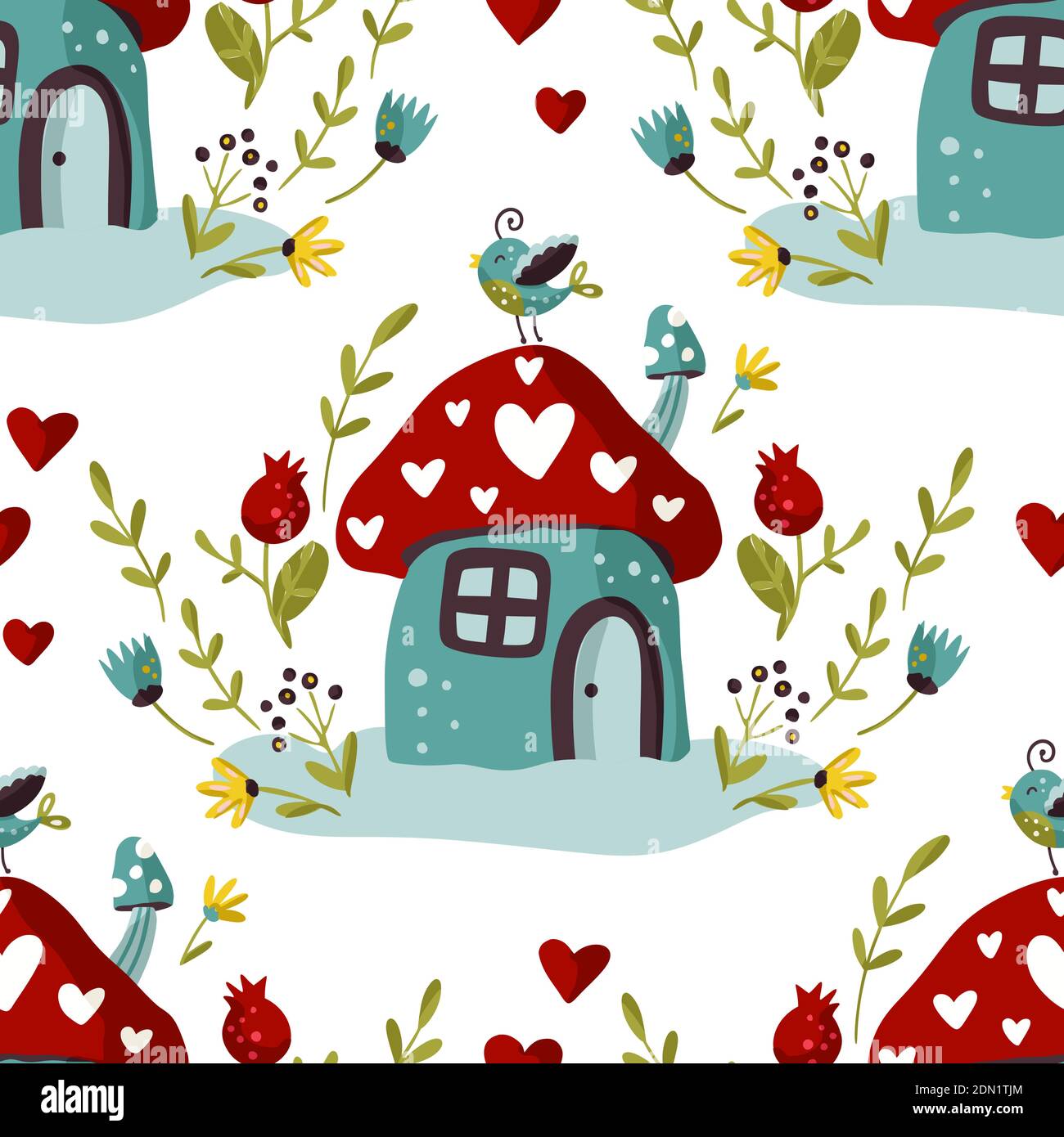 Cartoon mushroom house vector illustration -Fotos und -Bildmaterial in ...