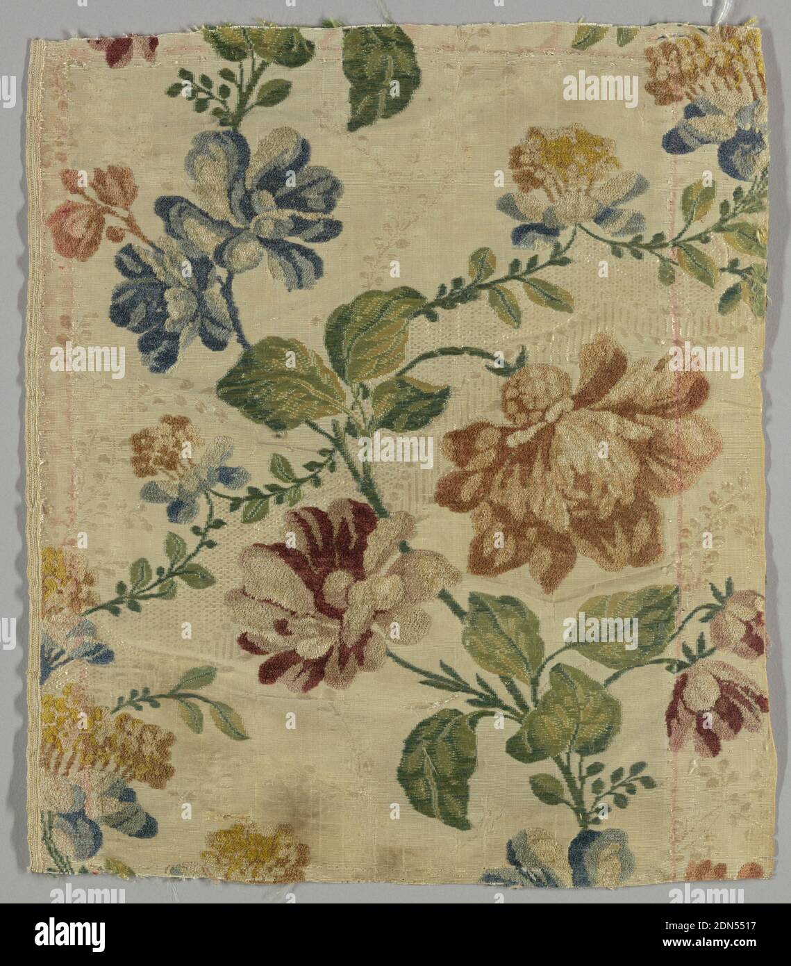 Textile, Medium: silk and chenille Technique: plain compound cloth ...