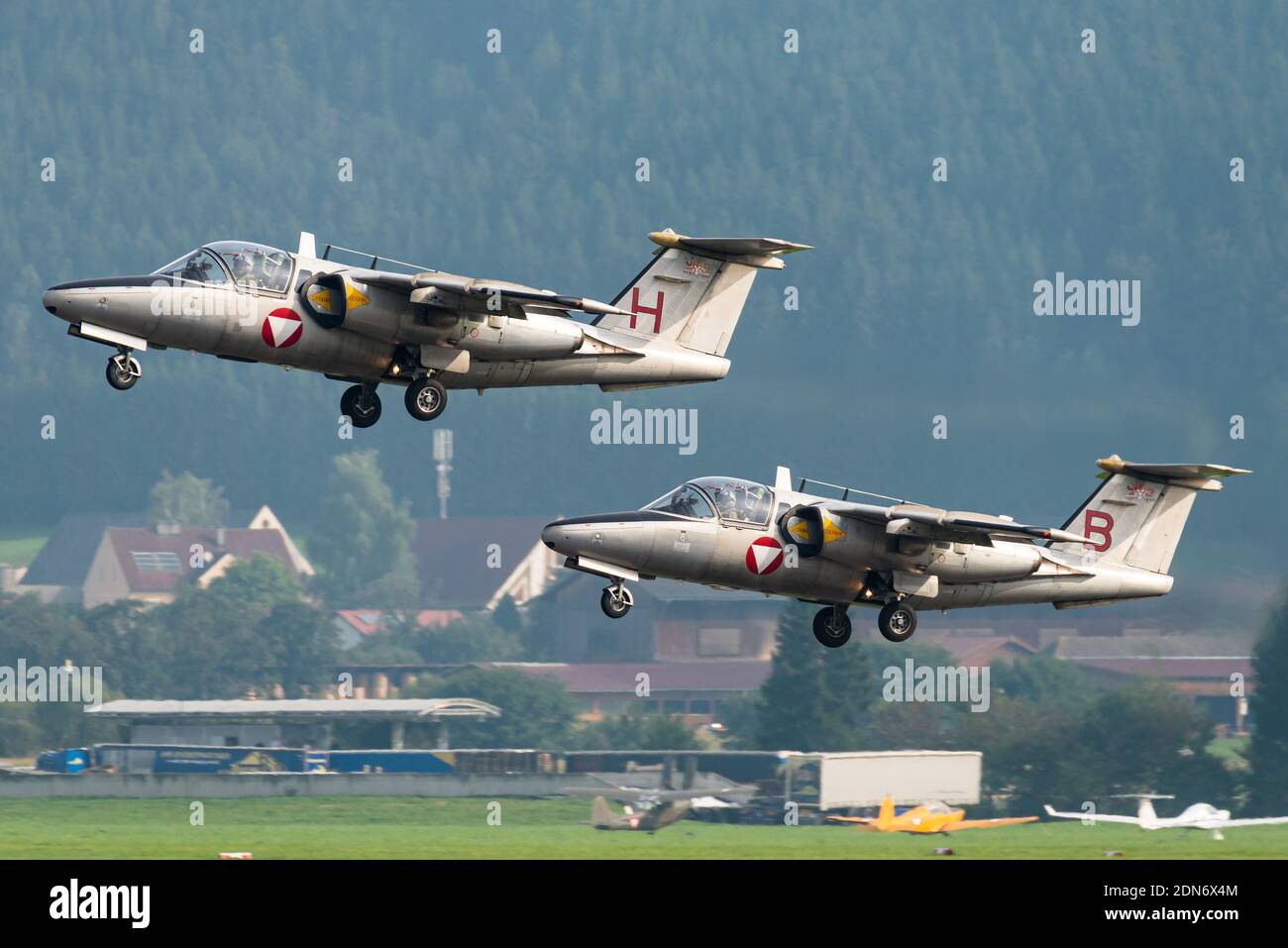 Der Saab 105Ö twinjet Trainer der Österreichischen Luftwaffe auf dem ...