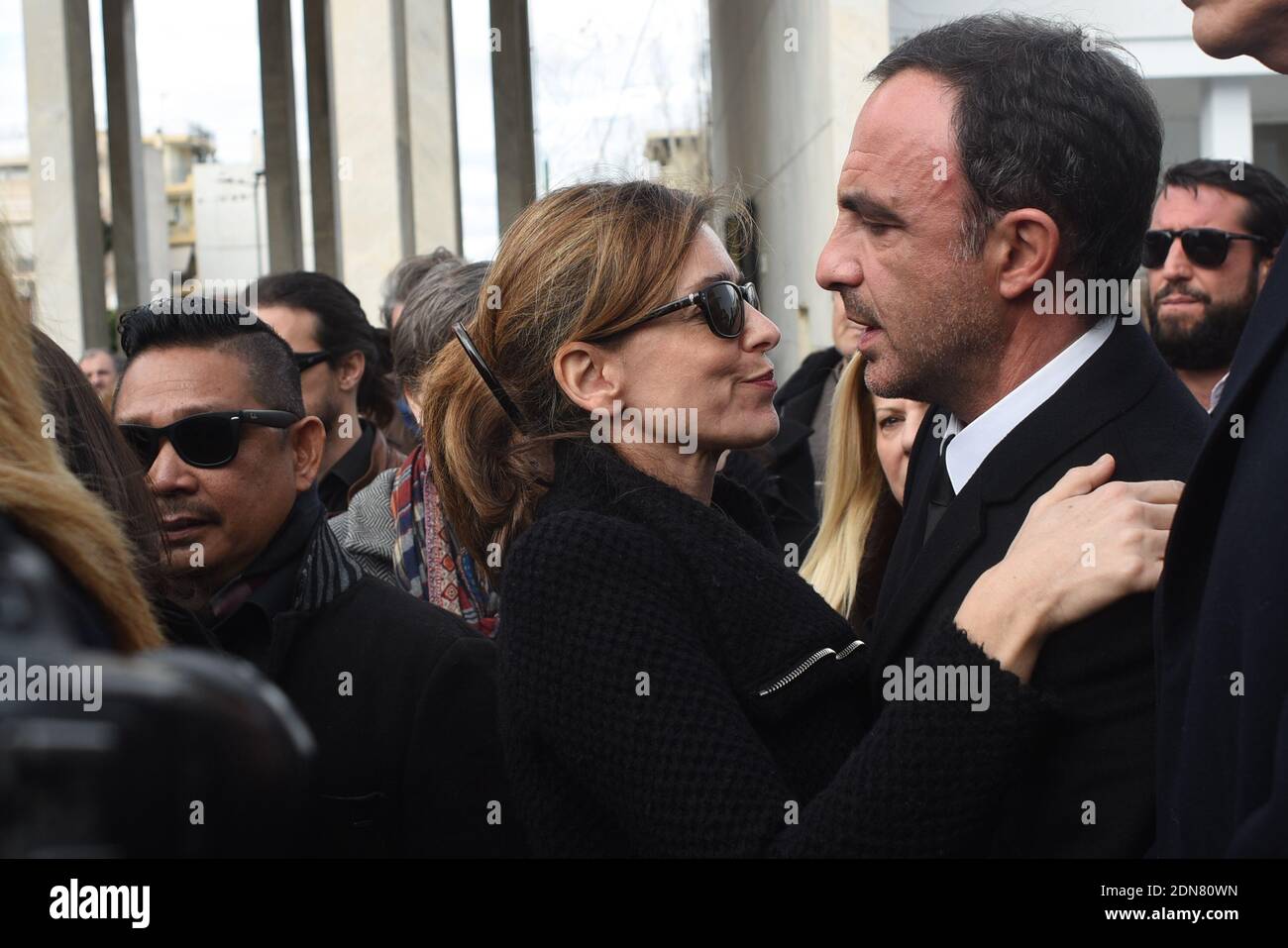 Nikos Aliagas attending the funeral of Greek singer Demis Roussos at ...