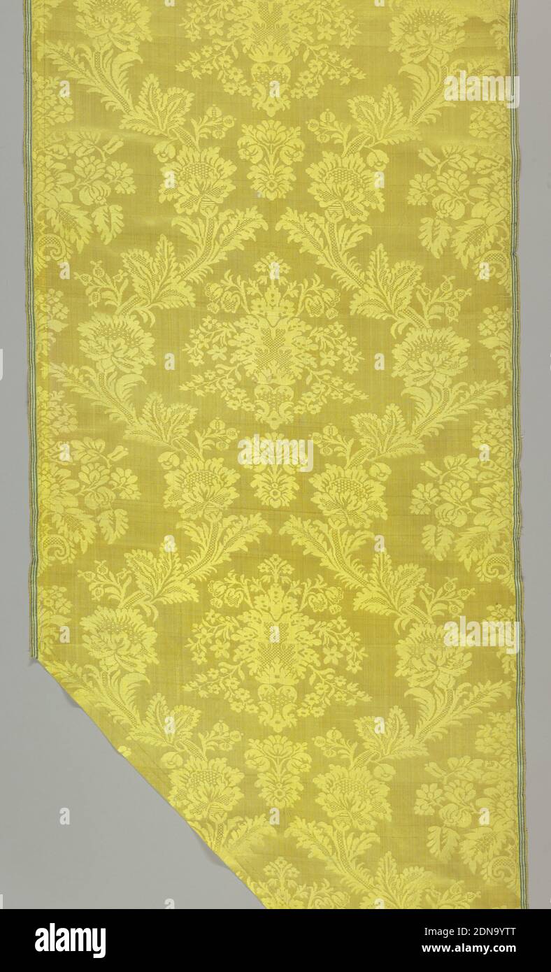 Textile, Medium: silk Technique: 5-harness satin damask, Full width ...