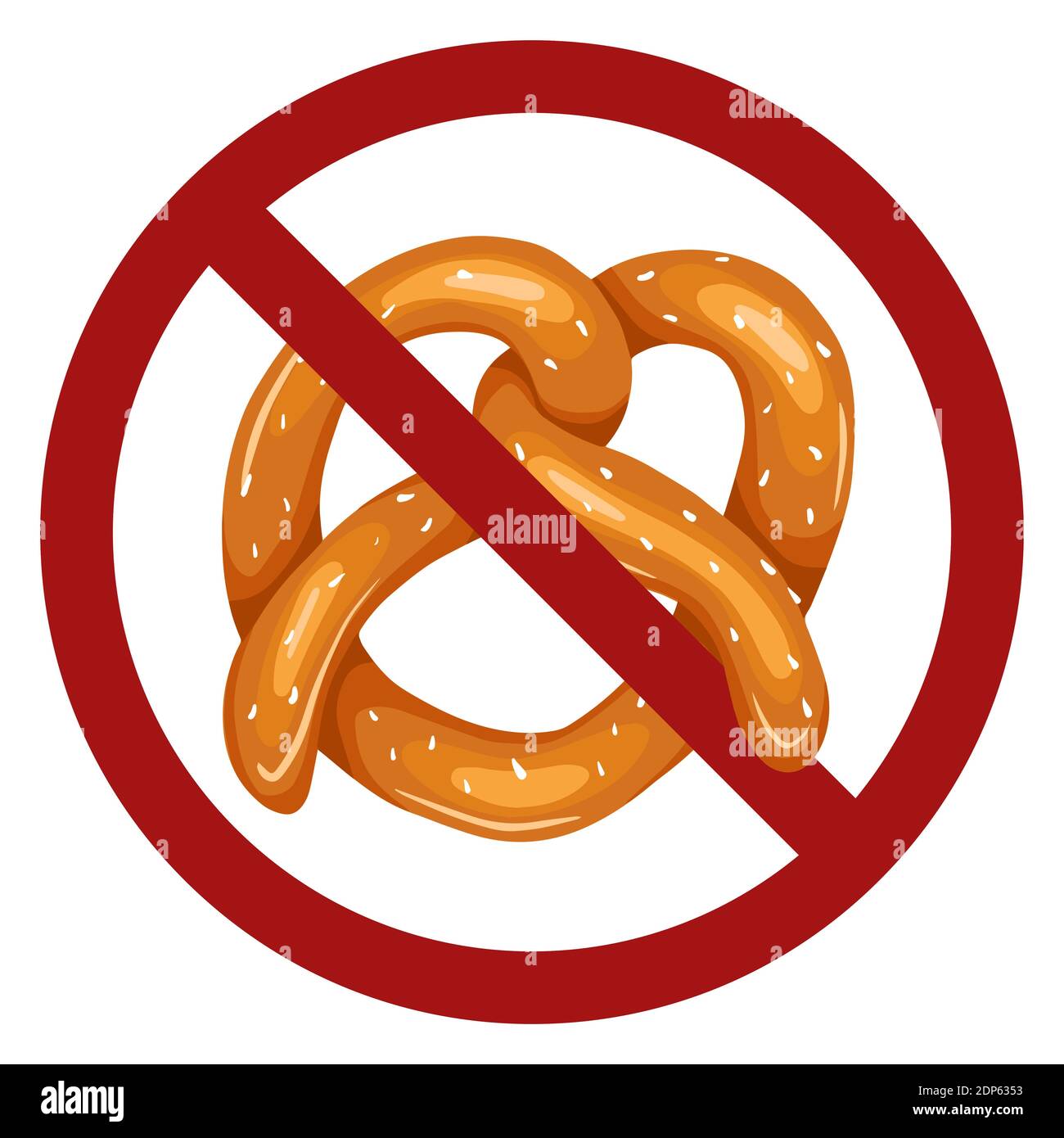 Deutsche Lebensmittelbrezel in einem Verbotsschild. Gefahr von ...