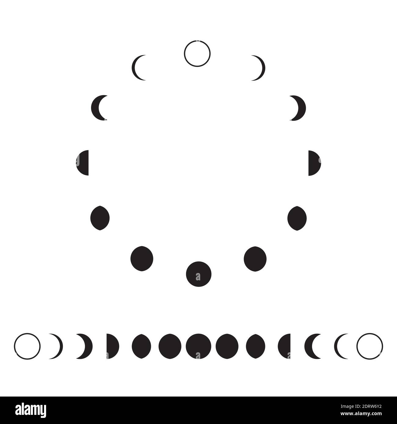 Mondphasen Astronomie Icon Set Vektor Illustration auf dem weißen ...