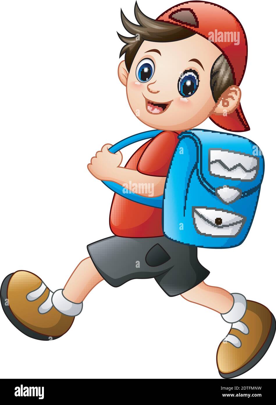 Vektor-Illustration von Cute Schule Junge Cartoon zur Schule gehen Stock-Vektorgrafik - Alamy