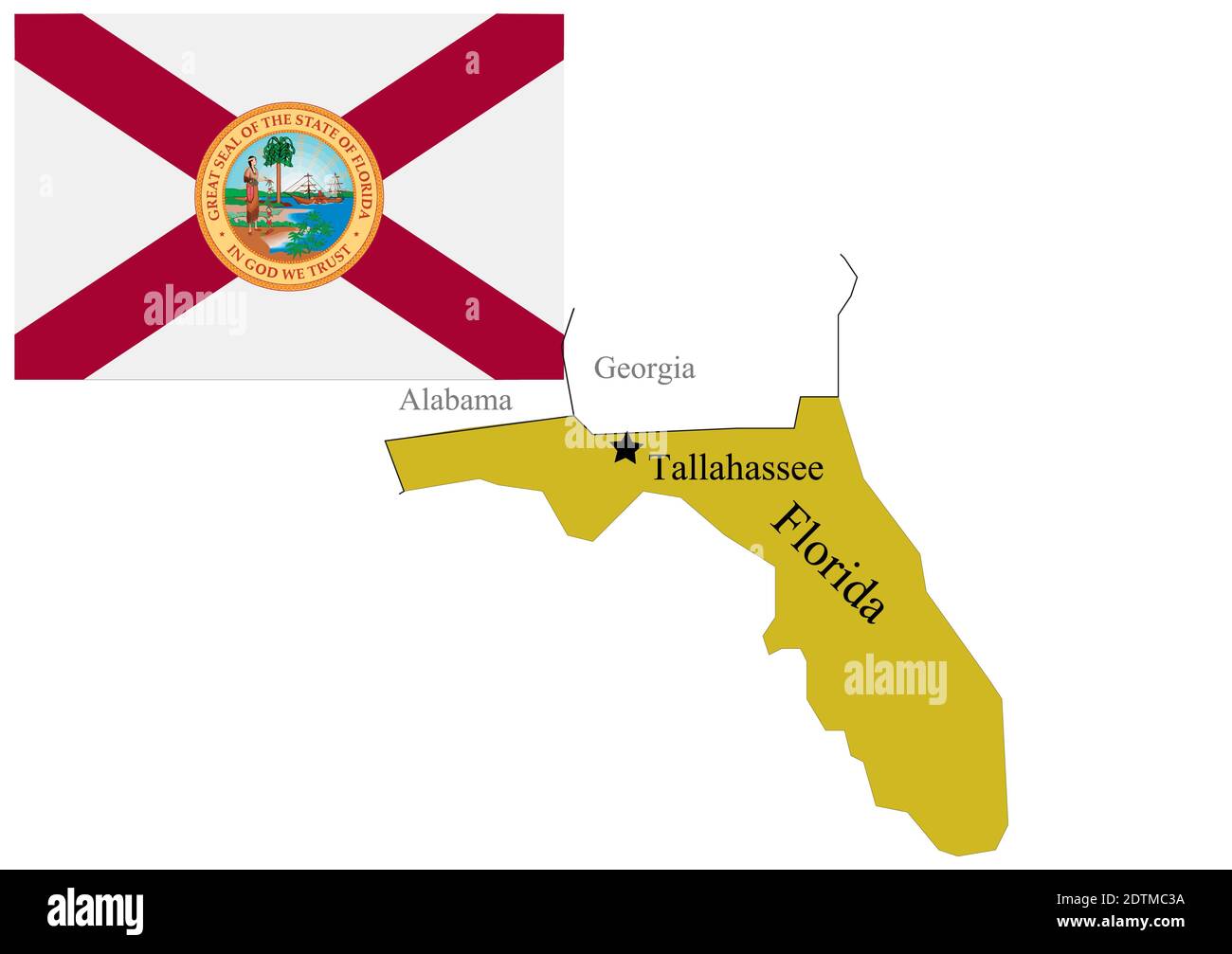 Staat Florida der USA Flagge und Karte, Vektor-Illustration Stock ...