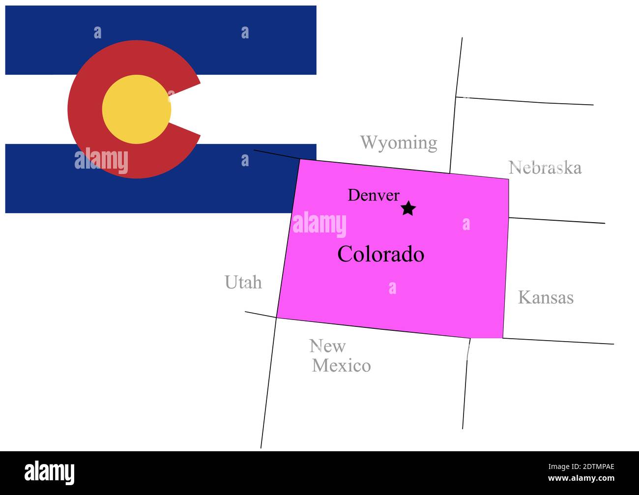 Staat Colorado der USA Flagge und Karte, Vektor-Illustration Stock ...