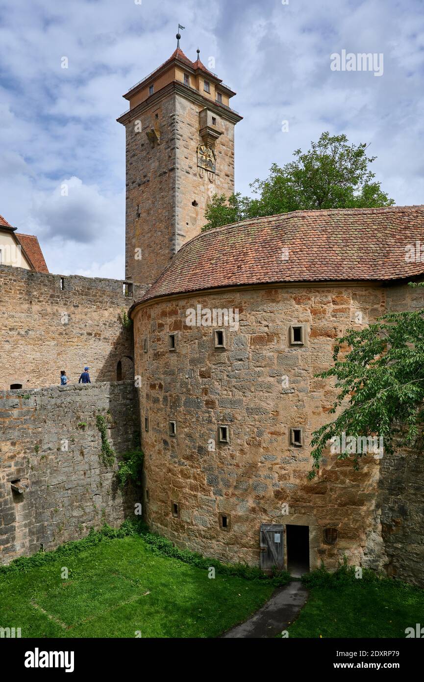 Spitaltor und Spitalbastion, Stadtmauer von Rothenburg ob der Tauber ...
