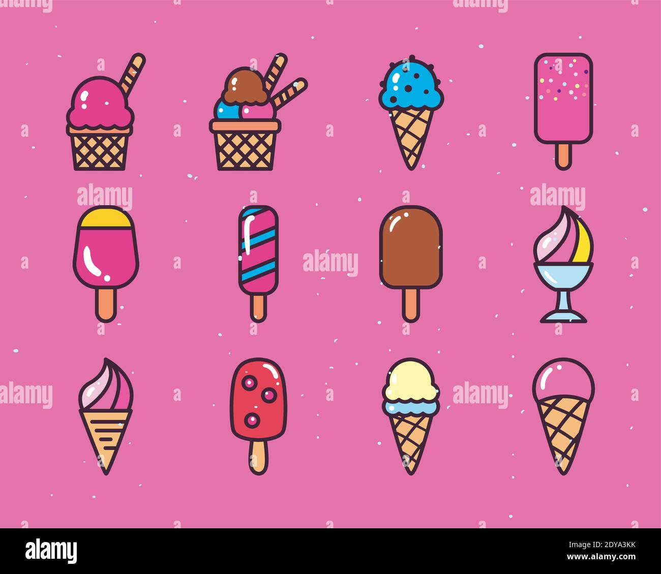 Eis Symbol Set Design, Sweet und Dessert Thema Vektor-Illustration ...