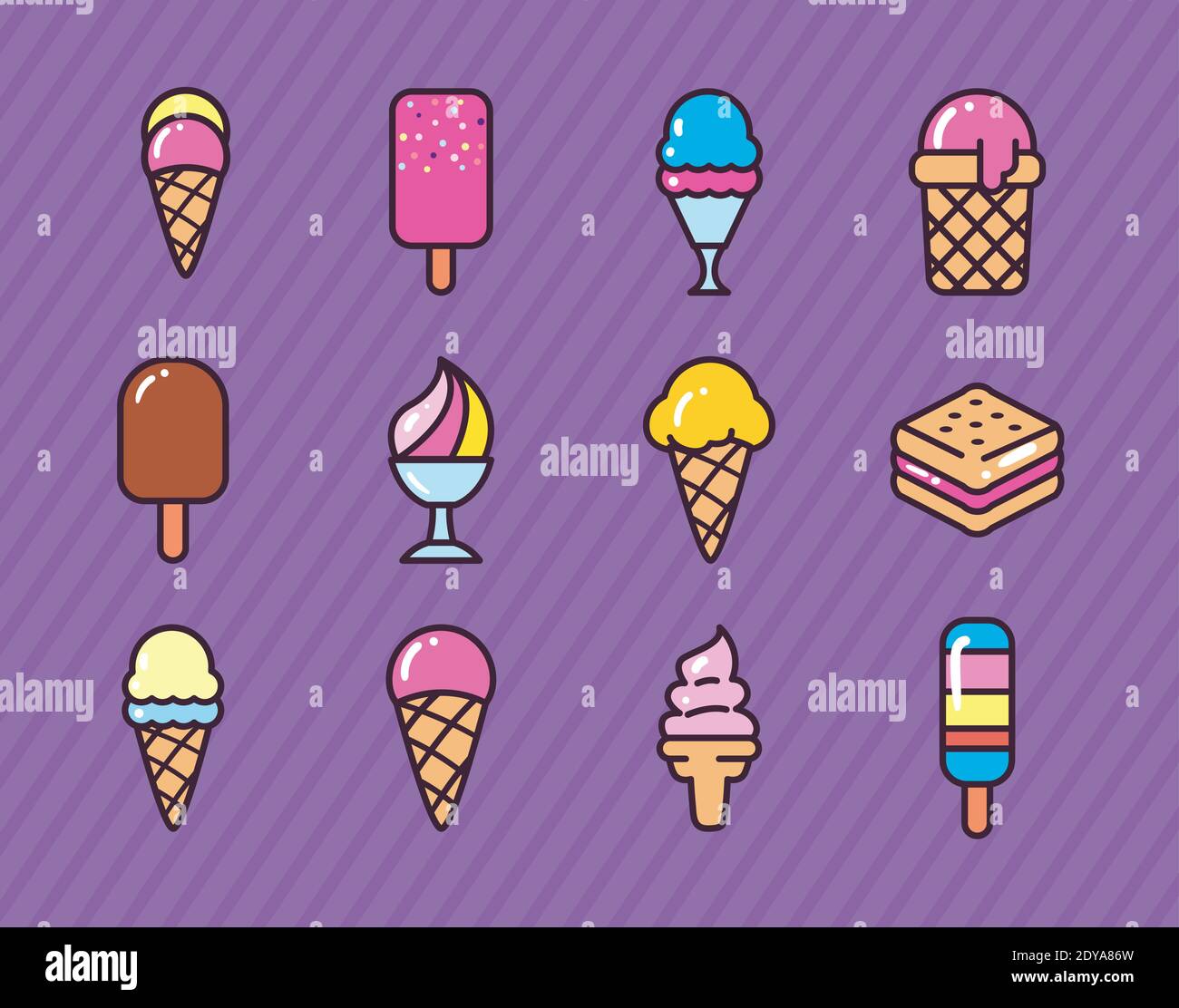 Eis Symbole Kollektion Design, Sweet und Dessert Thema Vektor ...