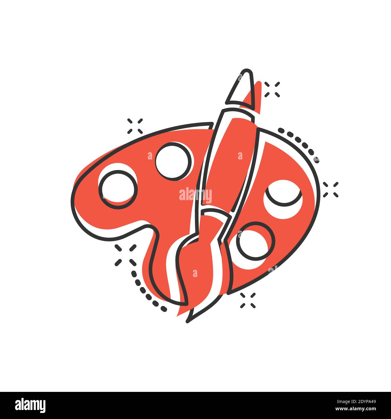 Pinsel-Symbol im Comic-Stil. Palette Cartoon Vektor-Illustration auf ...