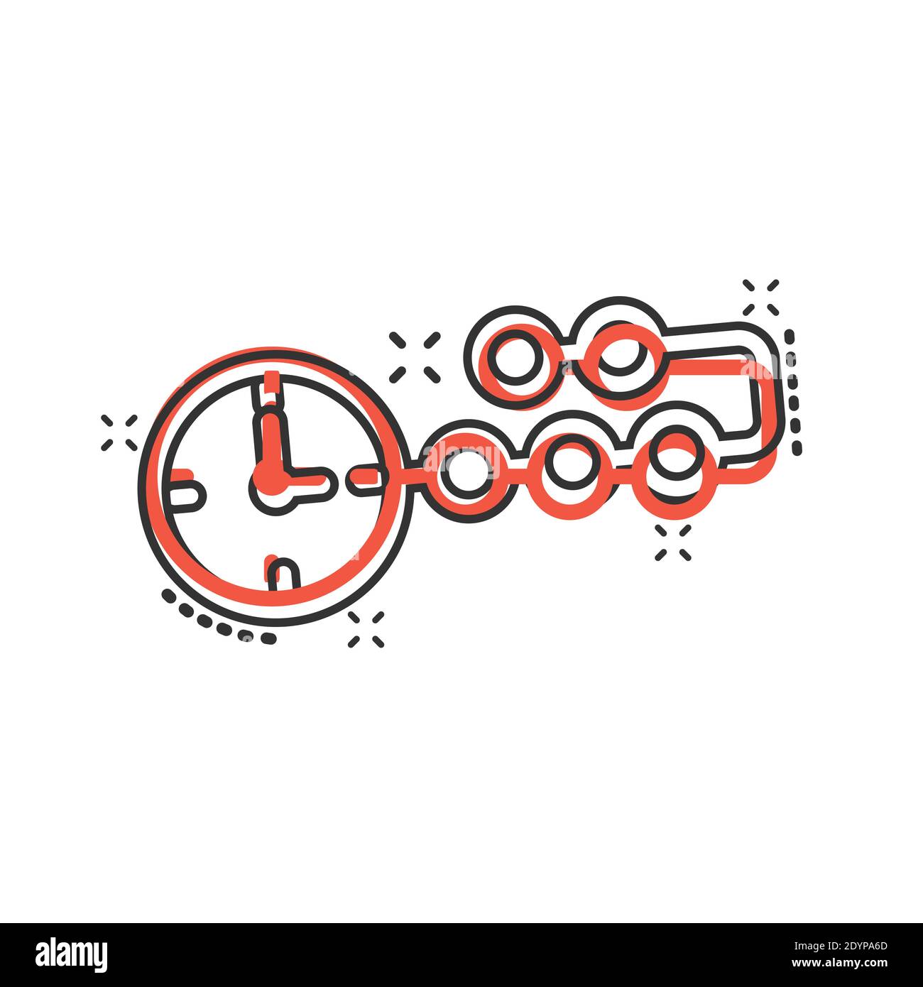 Timeline-Symbol im Comic-Stil. Fortschritt Cartoon Vektor-Illustration ...