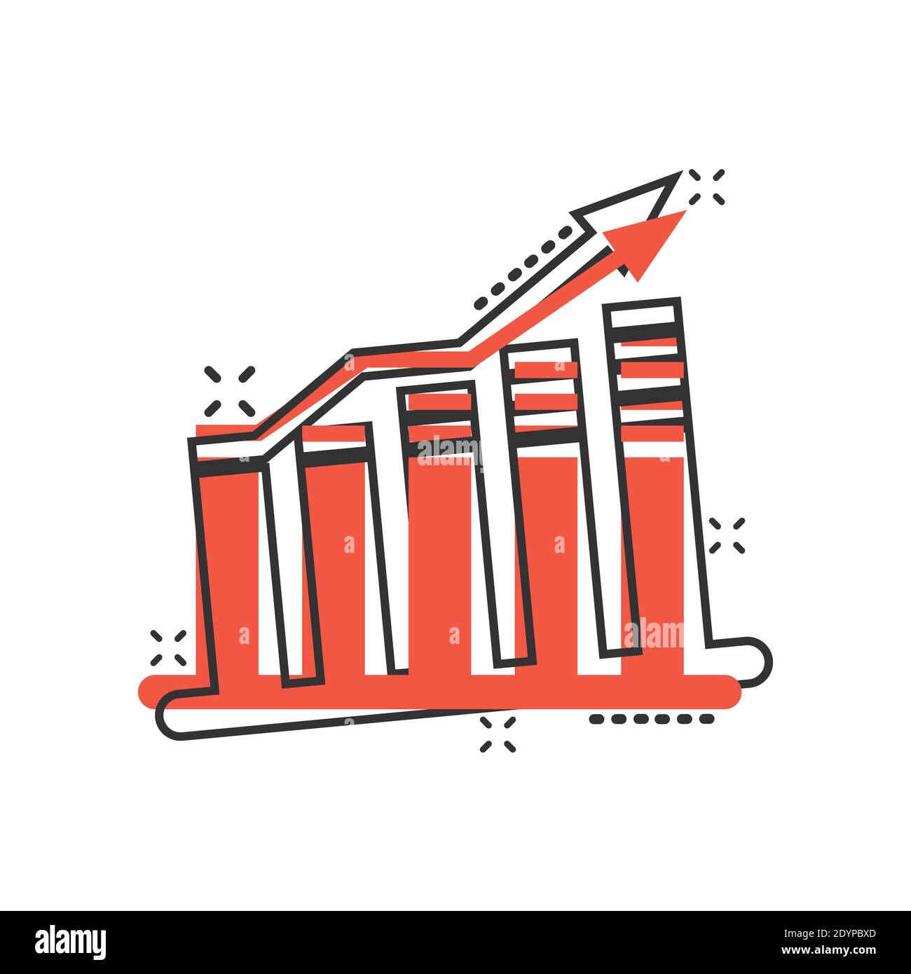 Diagramm-Symbol im Comic-Stil. Pfeil wachsen Cartoon Vektor Illustration auf weißem isolierten ...