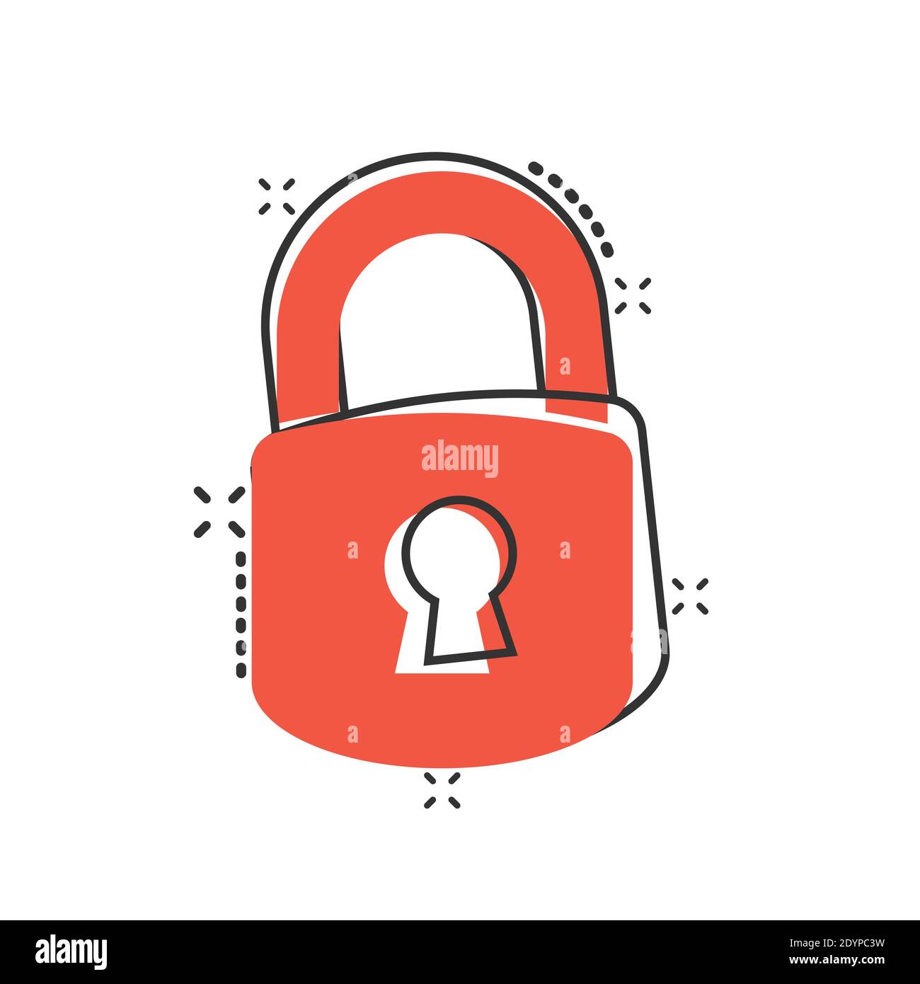 Vorhängeschloss-Ikone im Comic-Stil. Sperren Cartoon Vektor ...