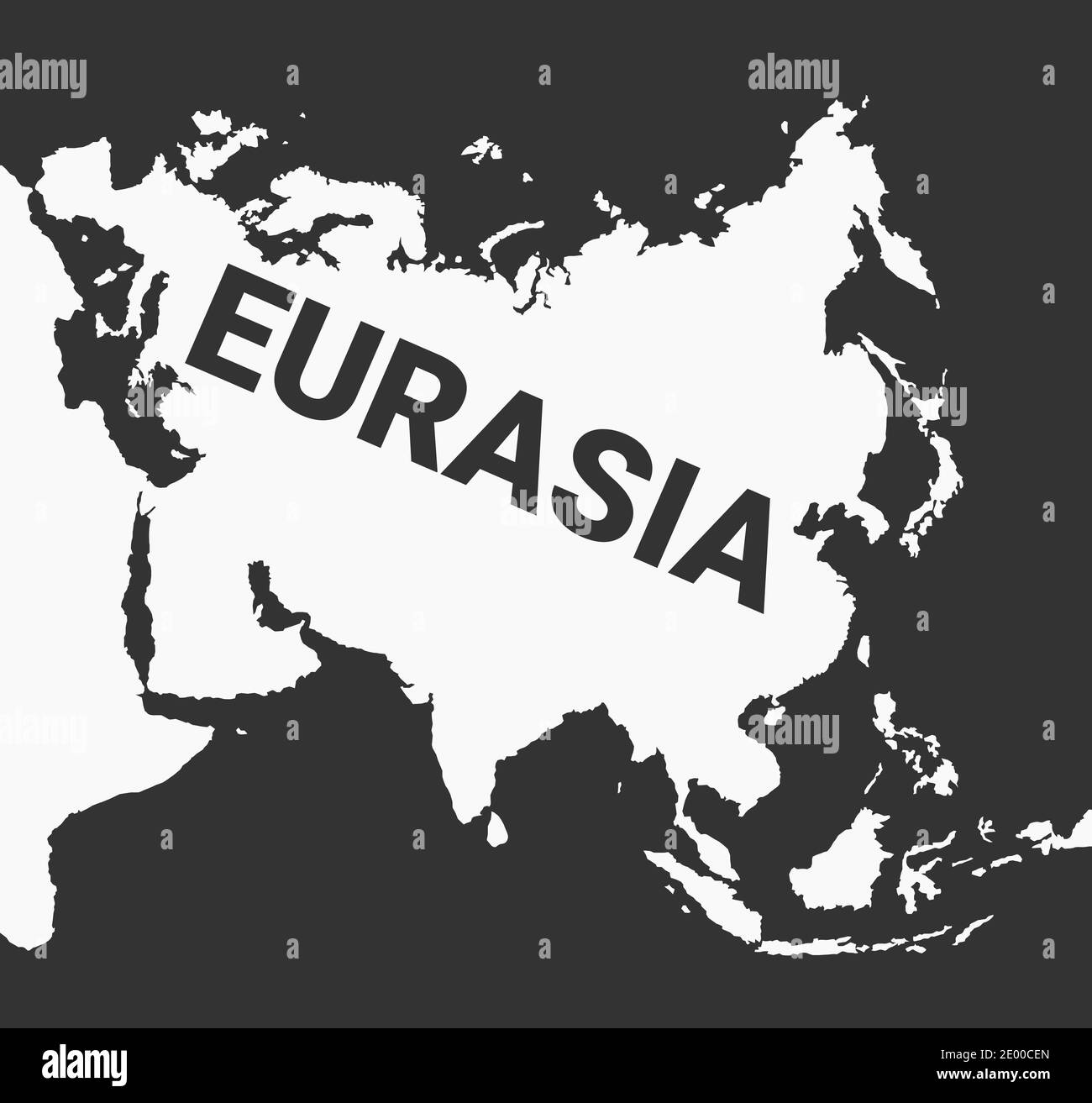 Eurasien - großer Kontinent Europas und Asiens. Vektordarstellung der ...